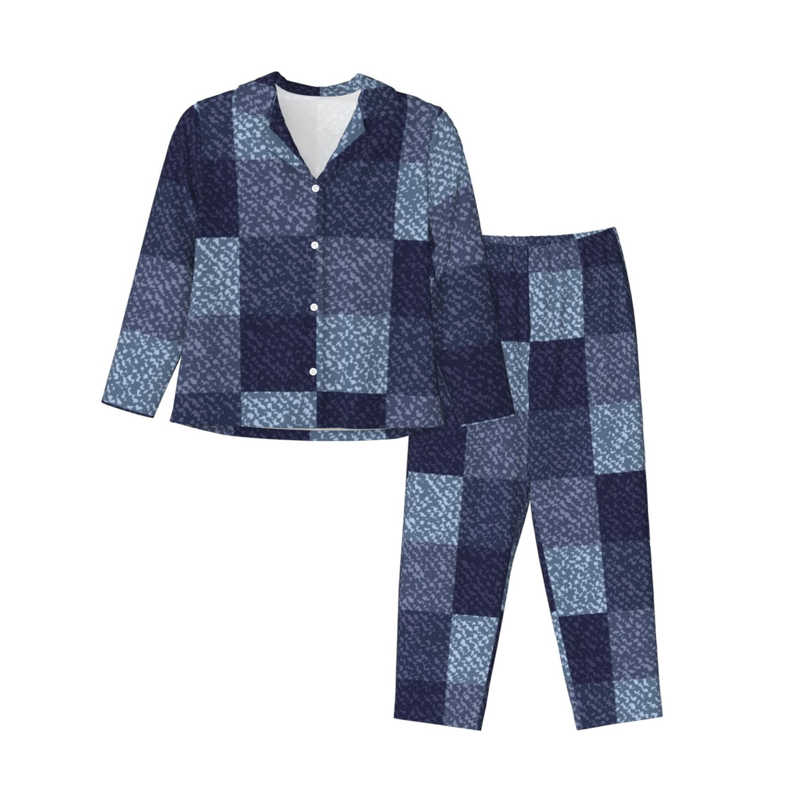 Disketp Pajamas Set Long Sleeve Sleepwear Womens Button Down Nightwear ...