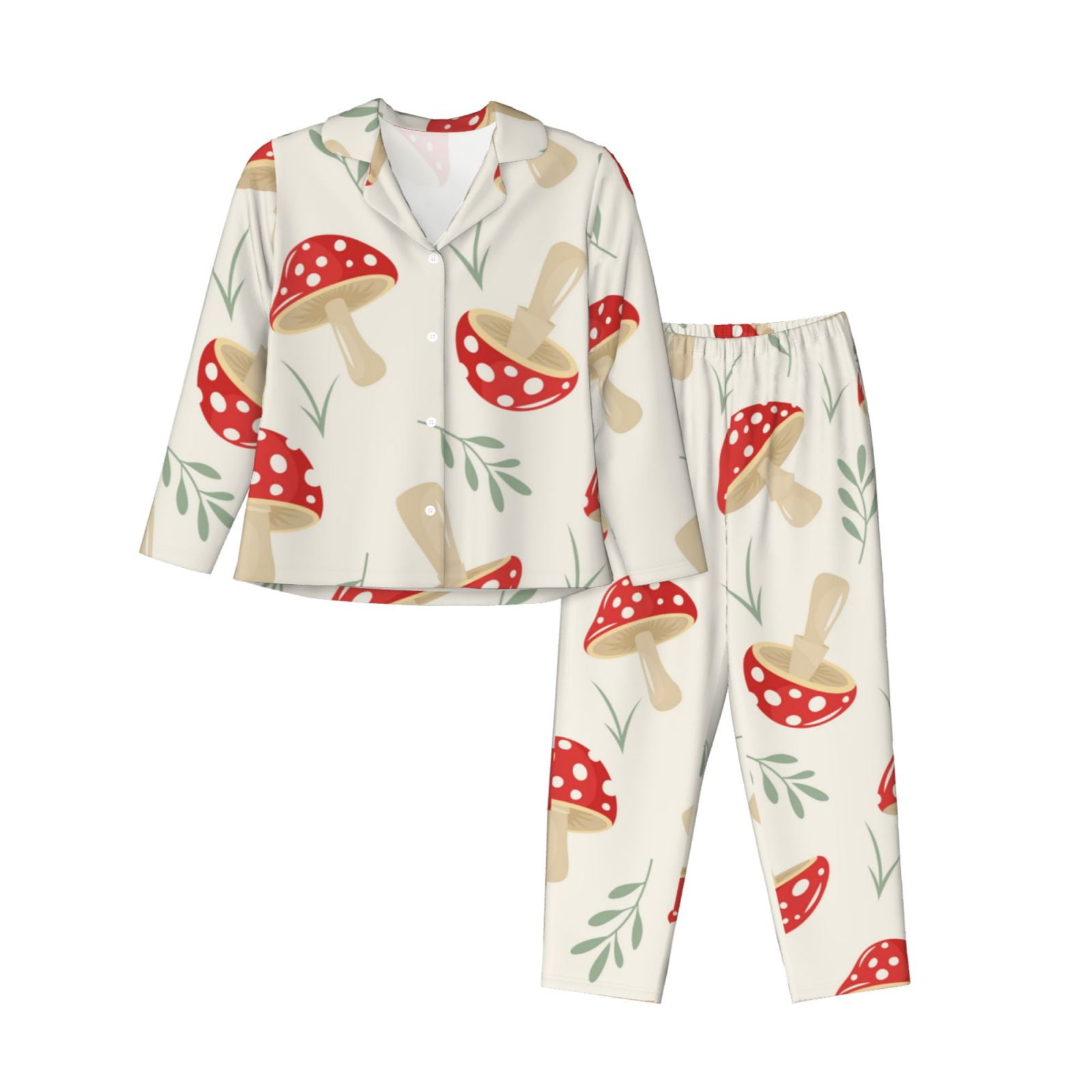 Disketp Pajamas Set Long Sleeve Sleepwear Womens Button Down Nightwear ...