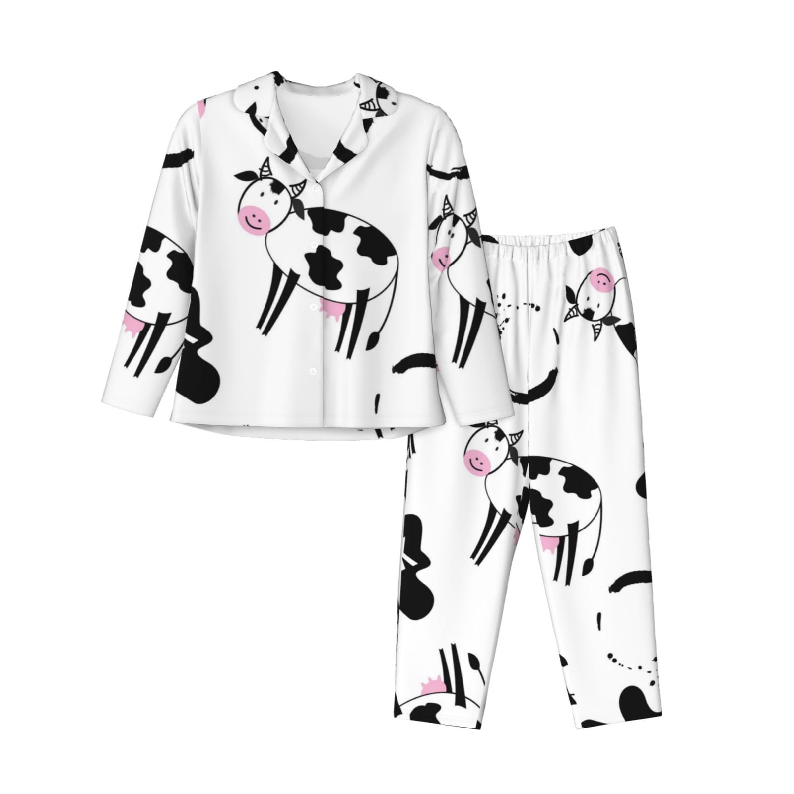 Disketp Pajamas Set Long Sleeve Sleepwear Womens Button Down Nightwear ...