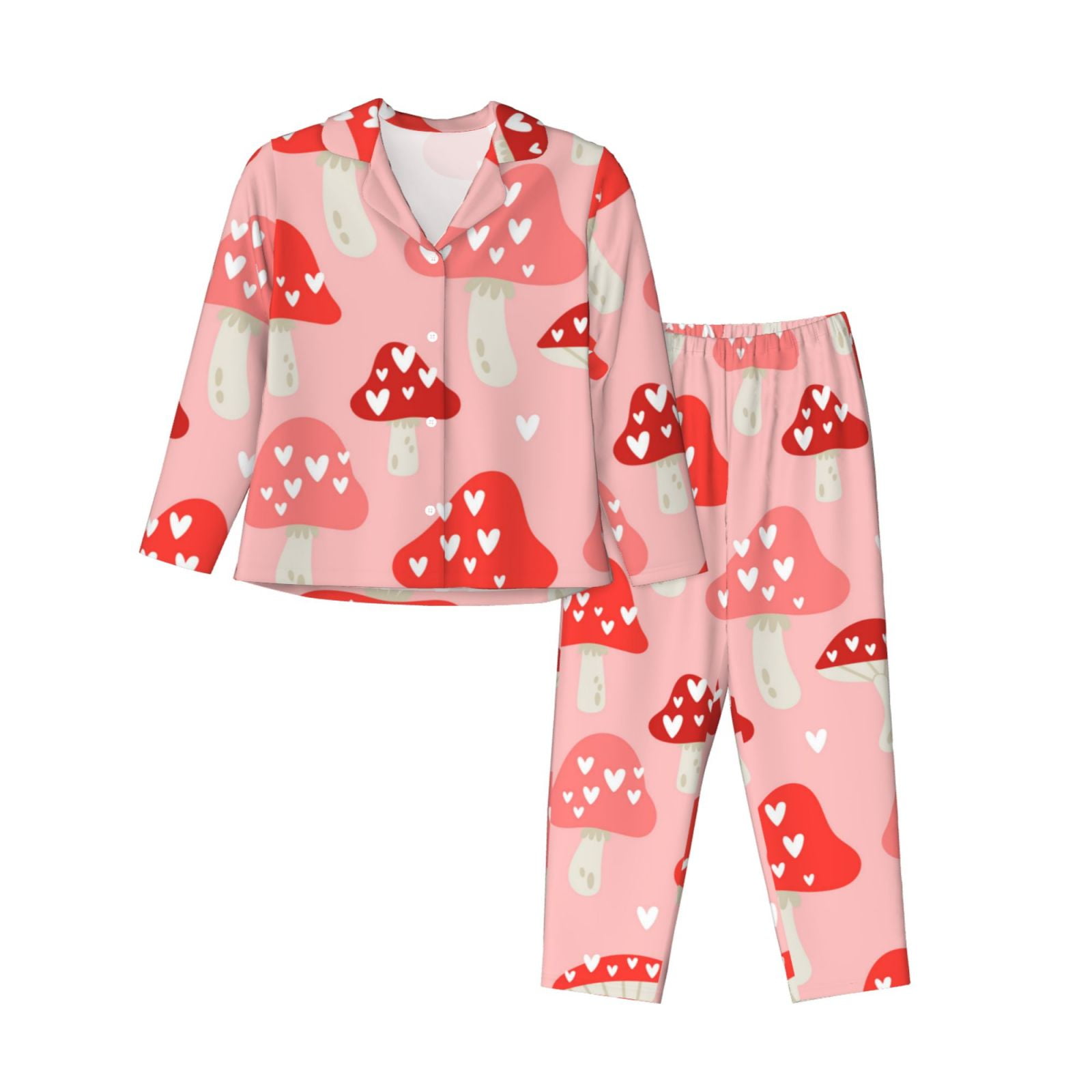 Disketp Pajamas Set Long Sleeve Sleepwear Womens Button Down Nightwear ...