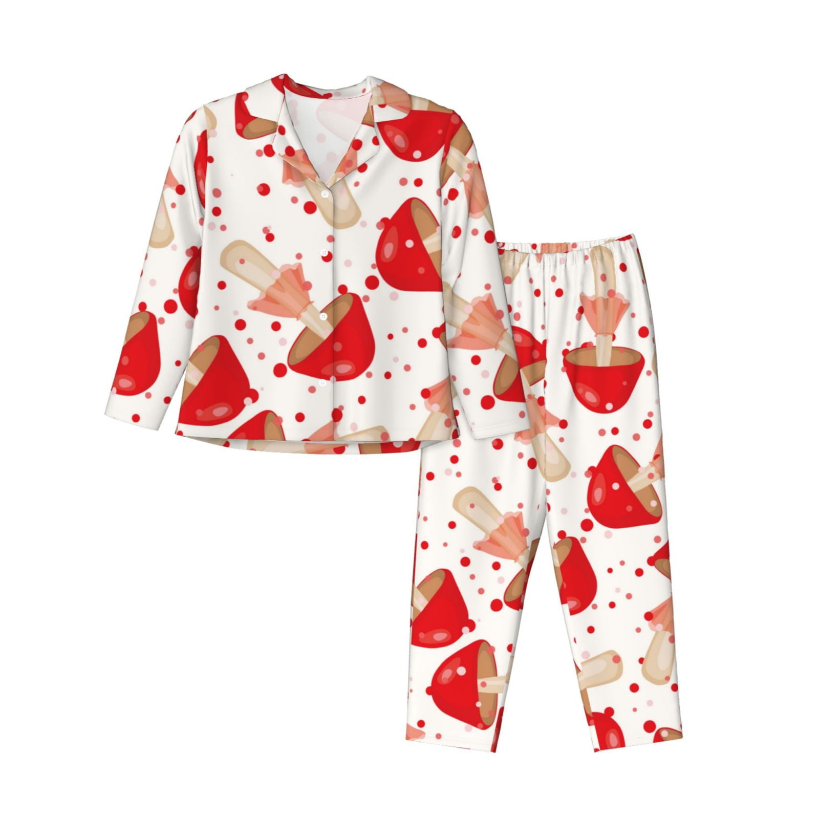 Disketp Pajamas Set Long Sleeve Sleepwear Womens Button Down Nightwear ...