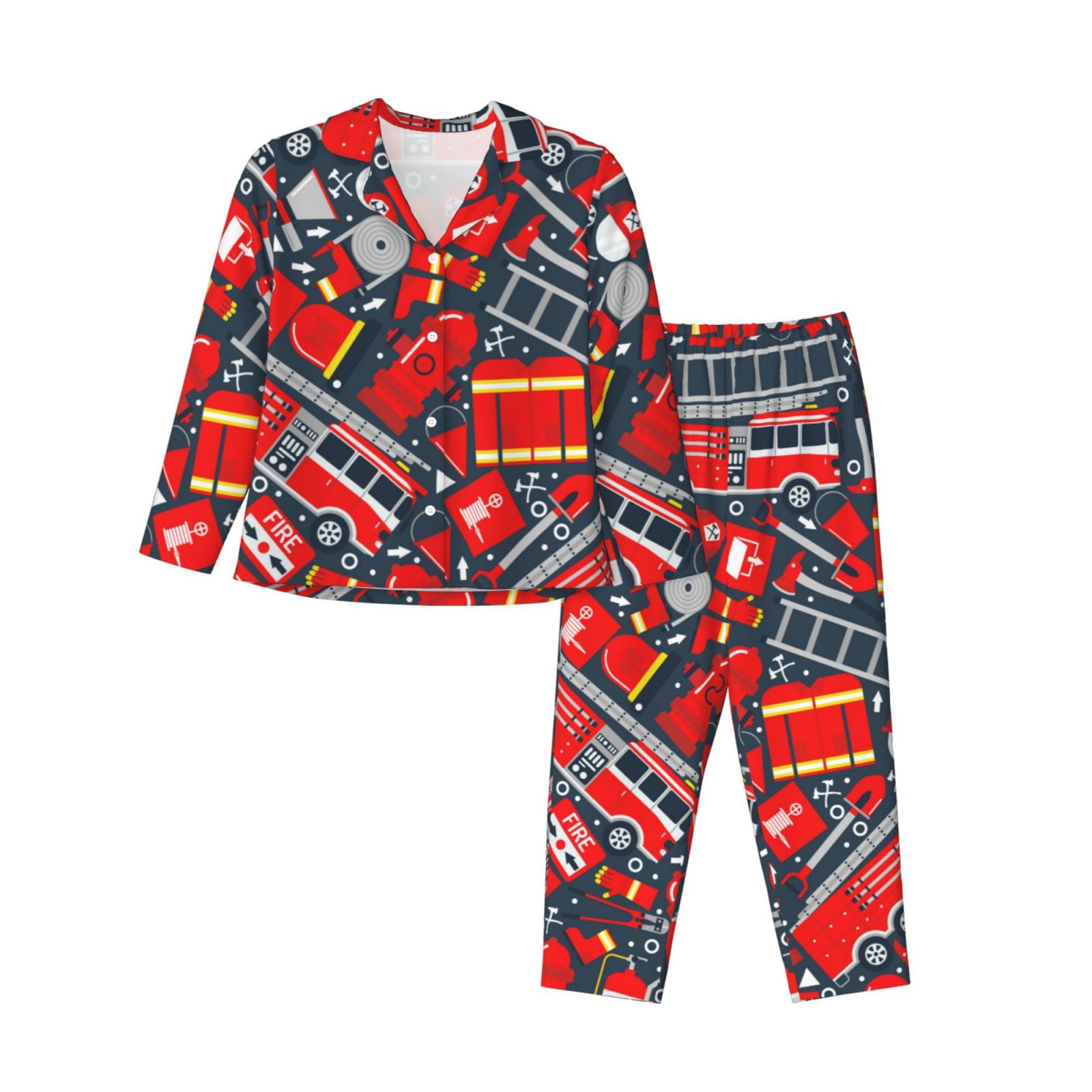 Disketp Pajamas Set Long Sleeve Sleepwear Womens Button Down Nightwear ...