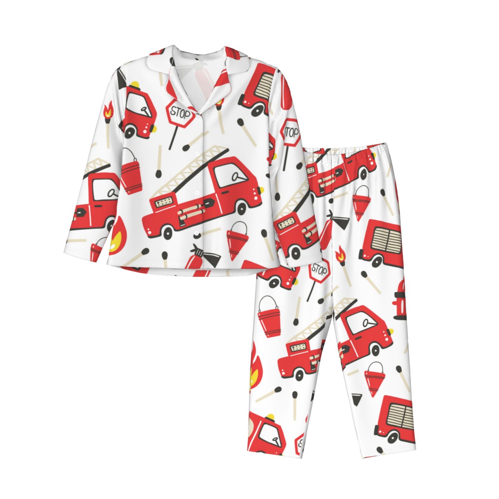 Disketp Pajamas Set Long Sleeve Sleepwear Womens Button Down Nightwear ...