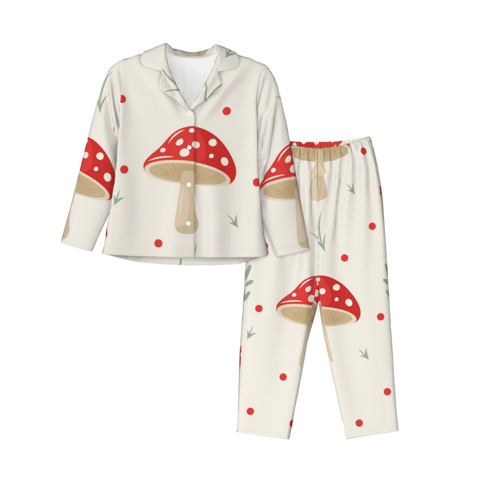 Disketp Pajamas Set Long Sleeve Sleepwear Womens Button Down Nightwear ...