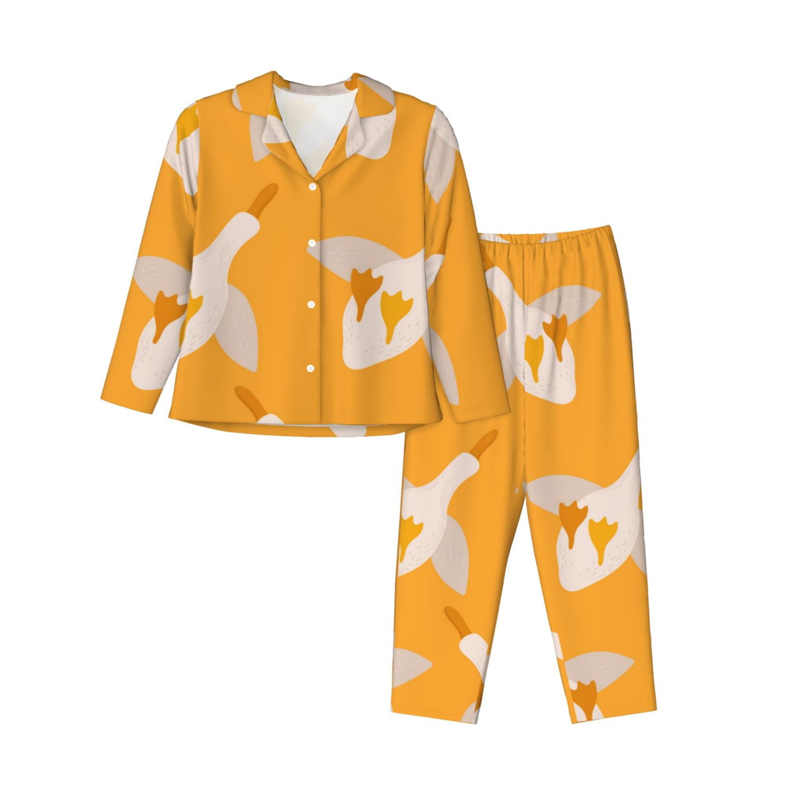 Disketp Pajamas Set Long Sleeve Sleepwear Womens Button Down Nightwear ...