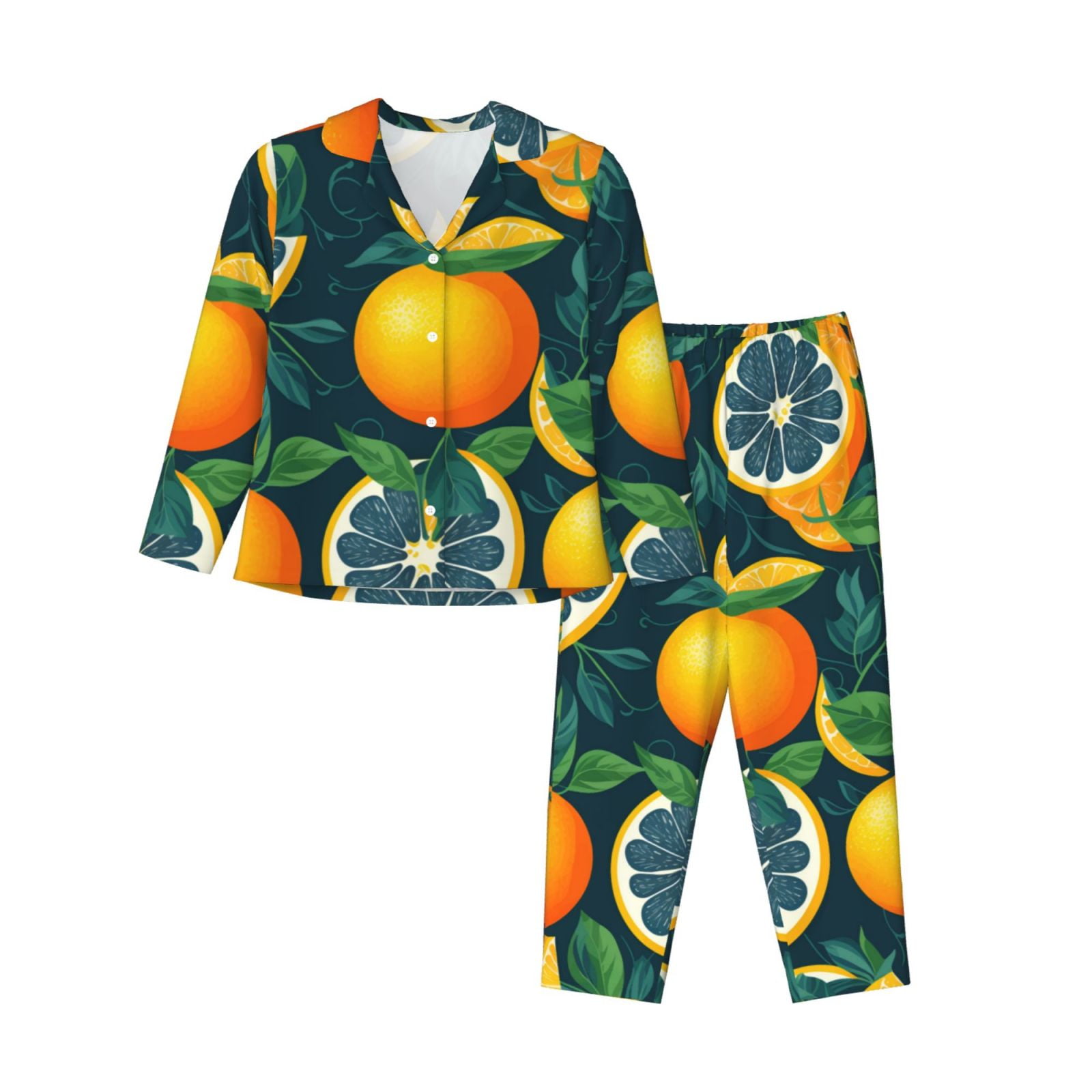 Disketp Pajamas Set Long Sleeve Sleepwear Womens Button Down Nightwear ...