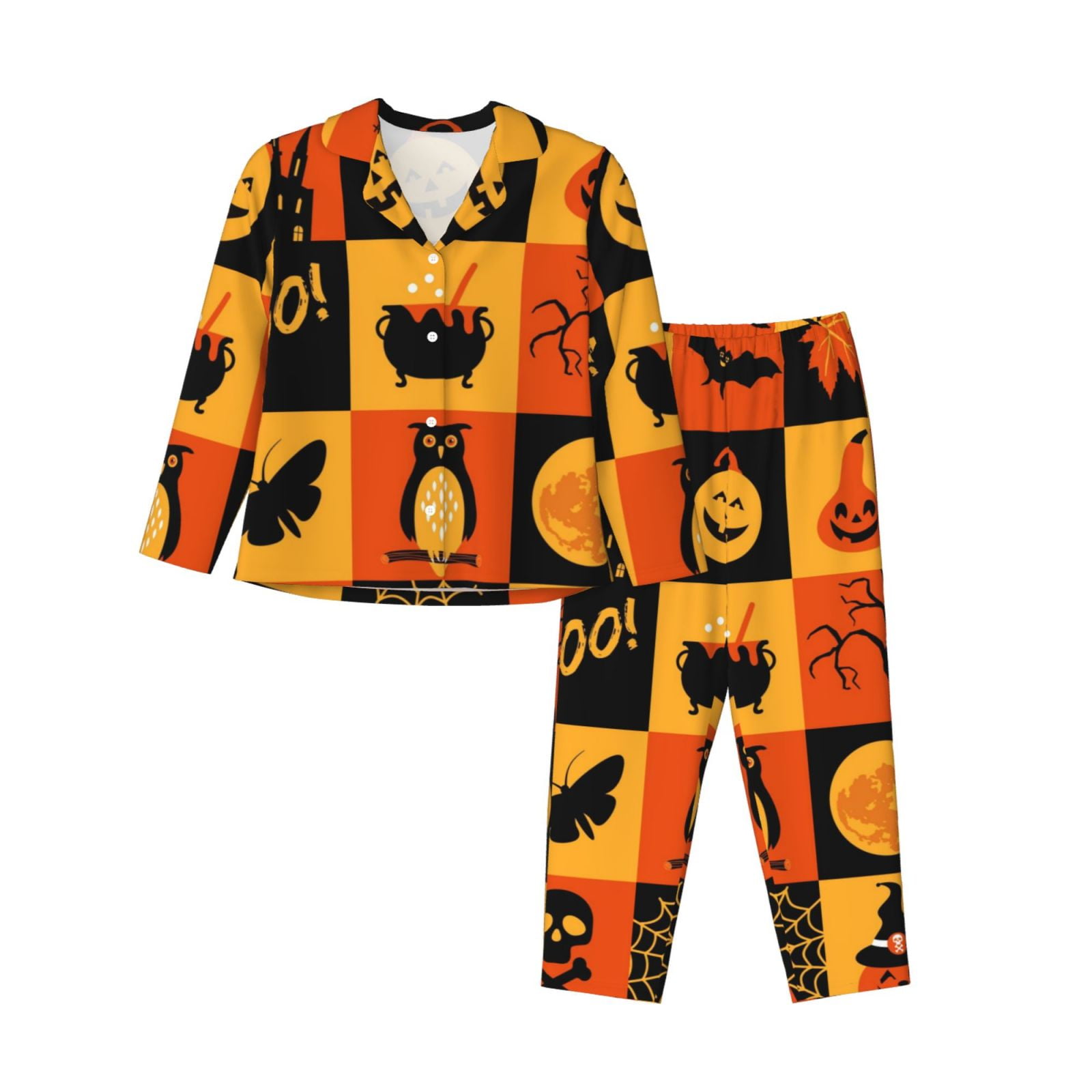 Disketp Pajamas Set Long Sleeve Sleepwear Womens Button Down Nightwear ...