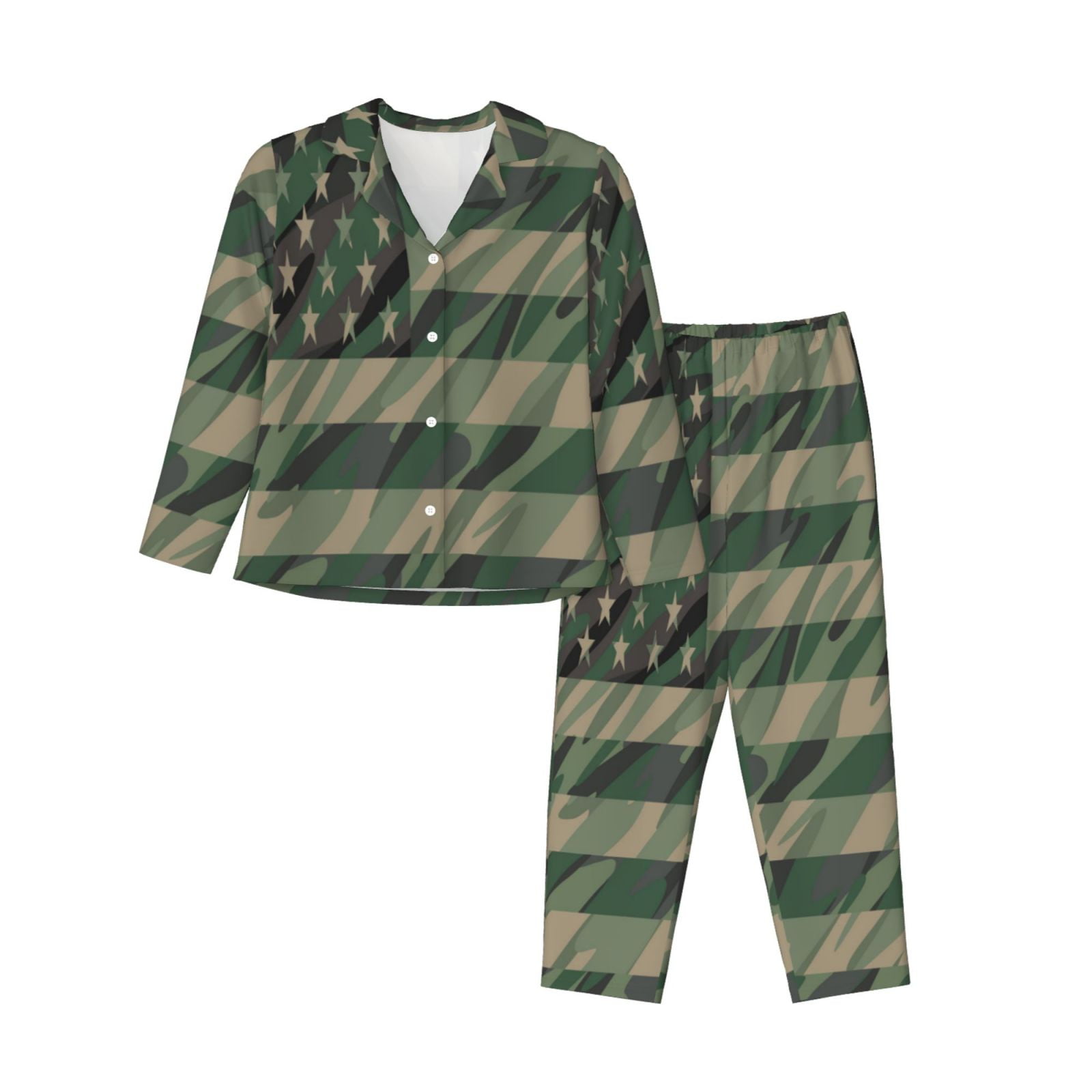 Disketp Pajamas Set Long Sleeve Sleepwear Womens Button Down Nightwear ...