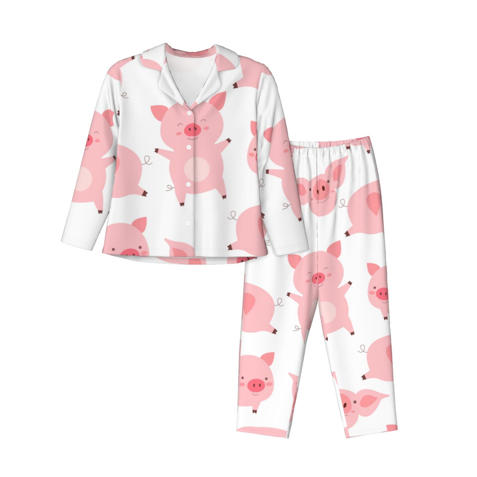 Disketp Pajamas Set Long Sleeve Sleepwear Womens Button Down Nightwear ...