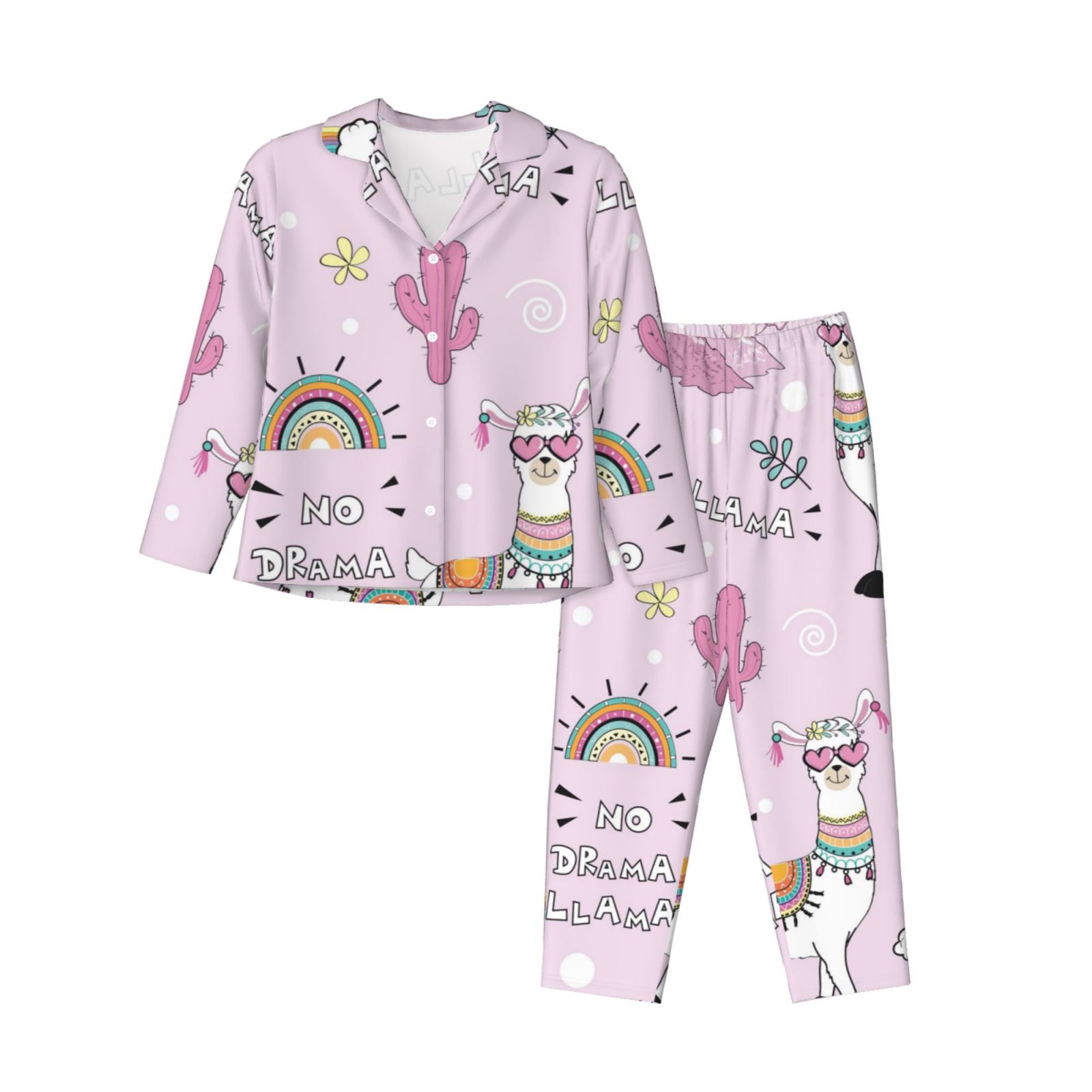 Disketp Pajamas Set Long Sleeve Sleepwear Womens Button Down Nightwear ...