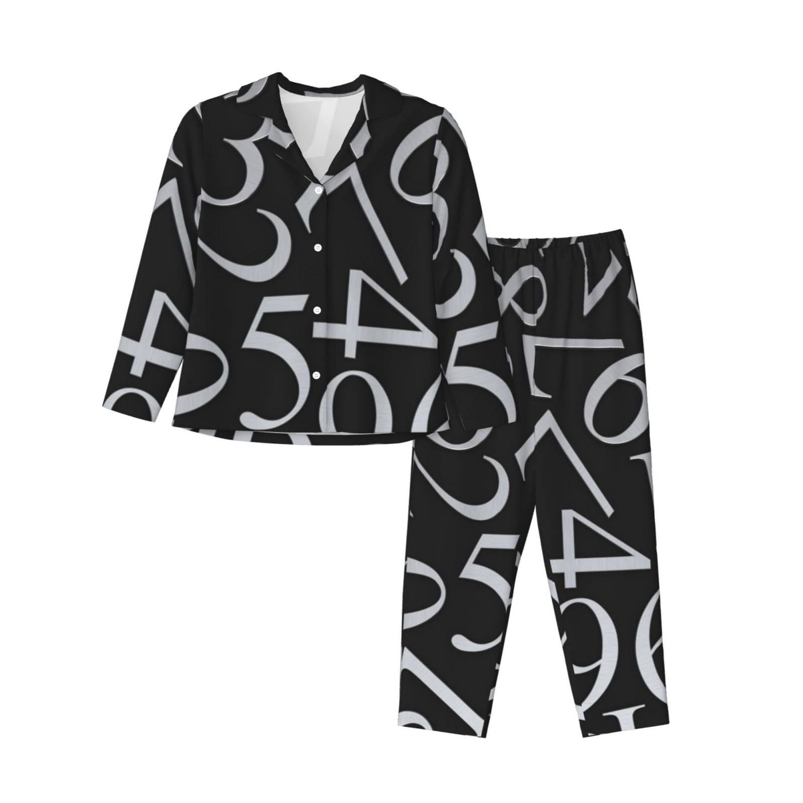 Disketp Pajamas Set Long Sleeve Sleepwear Womens Button Down Nightwear ...