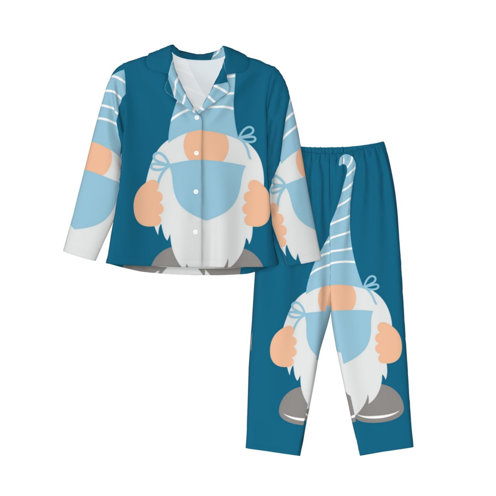 Disketp Pajamas Set Long Sleeve Sleepwear Womens Button Down Nightwear ...