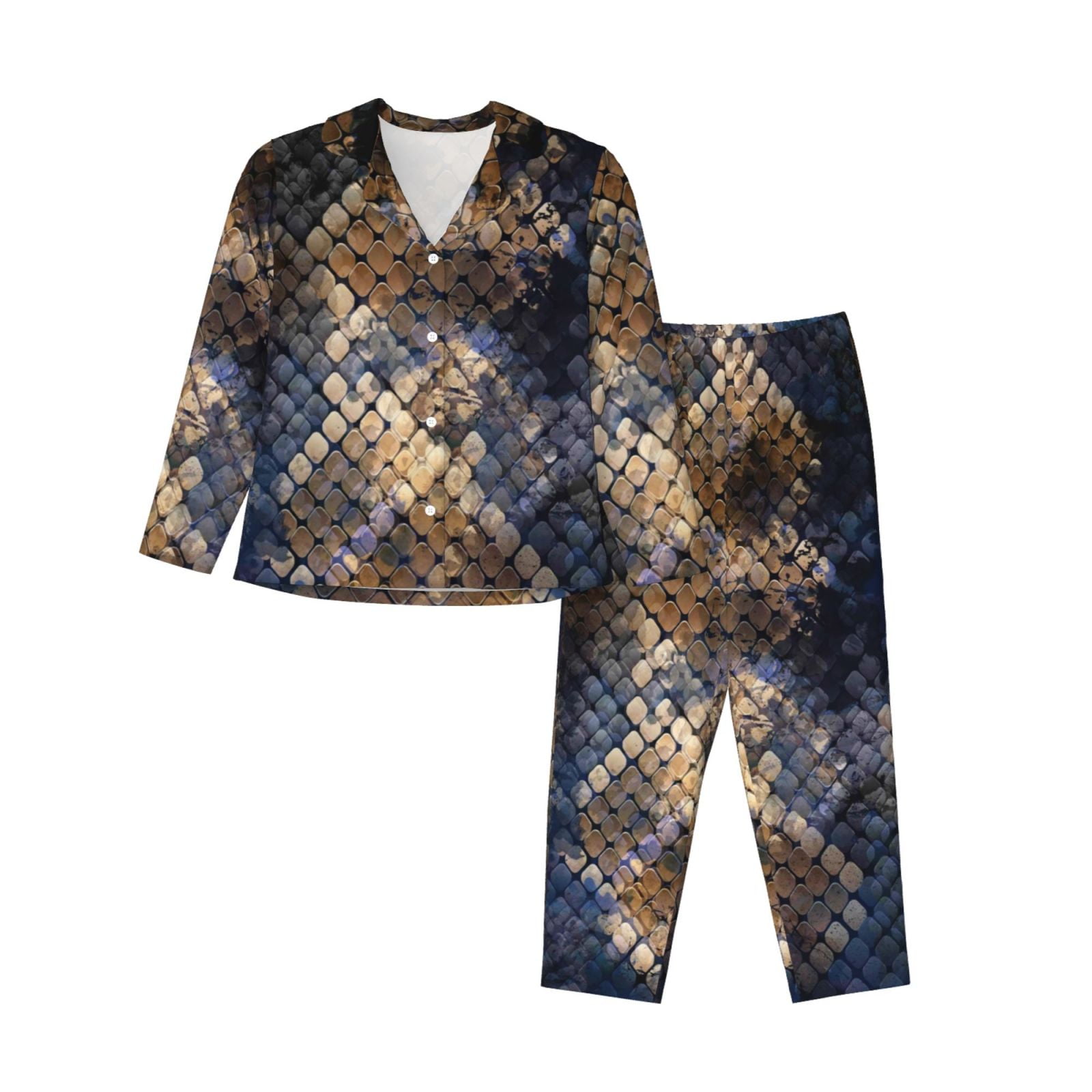 Disketp Pajamas Set Long Sleeve Sleepwear Womens Button Down Nightwear ...