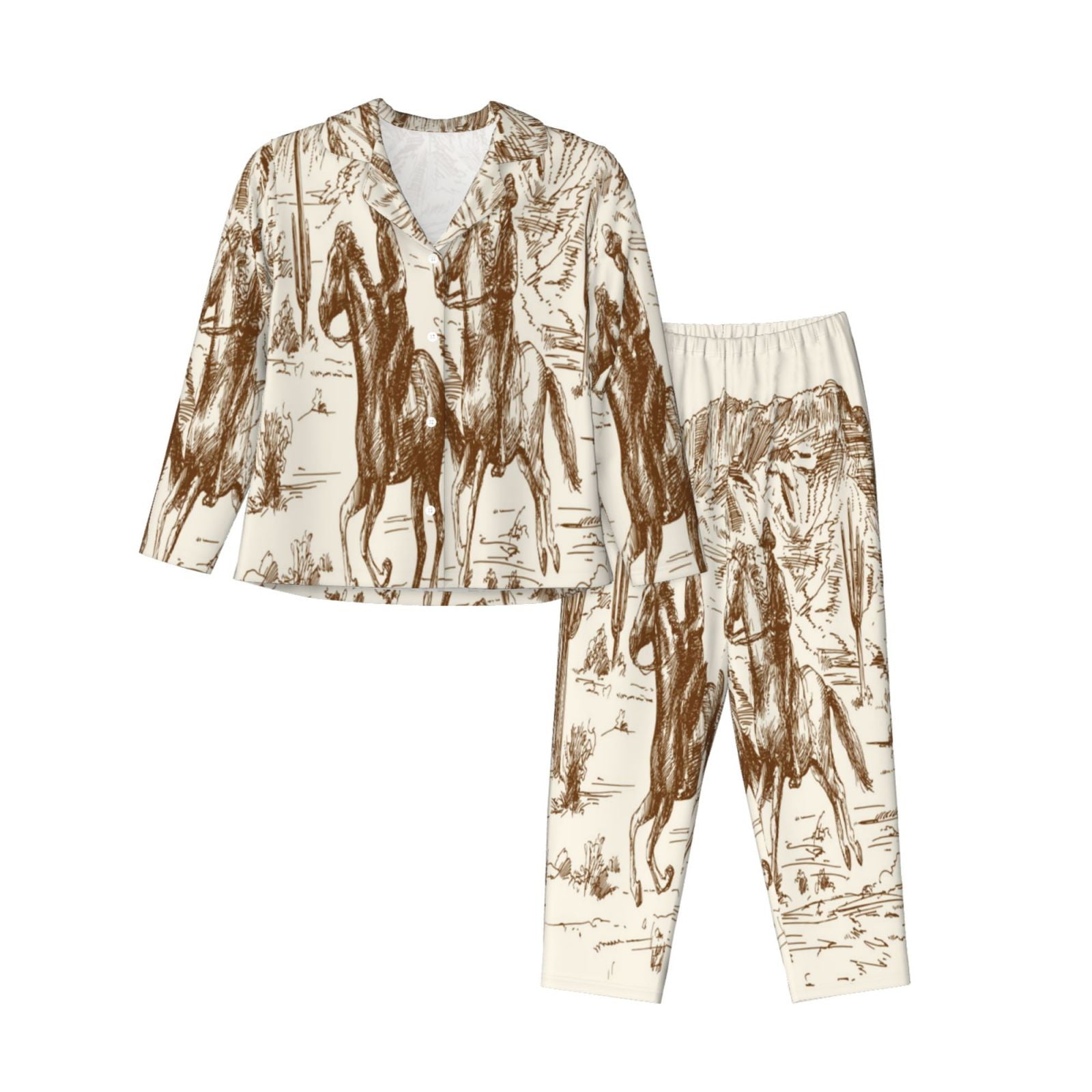 Disketp Pajamas Set Long Sleeve Sleepwear Womens Button Down Nightwear ...