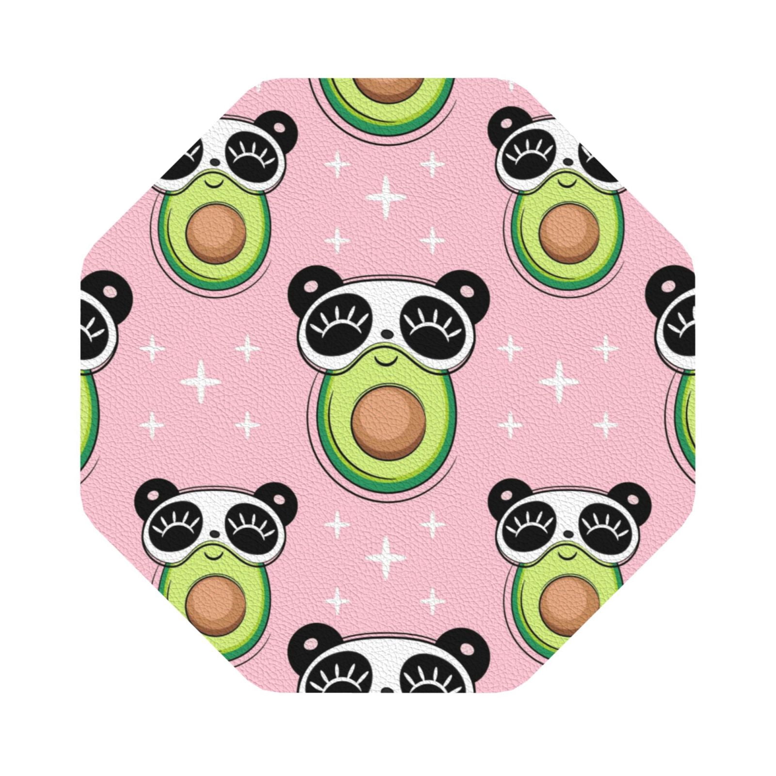 Disketp Panda Avocado Funny Coasters,6 Pcs Leather Coasters With Holder ...