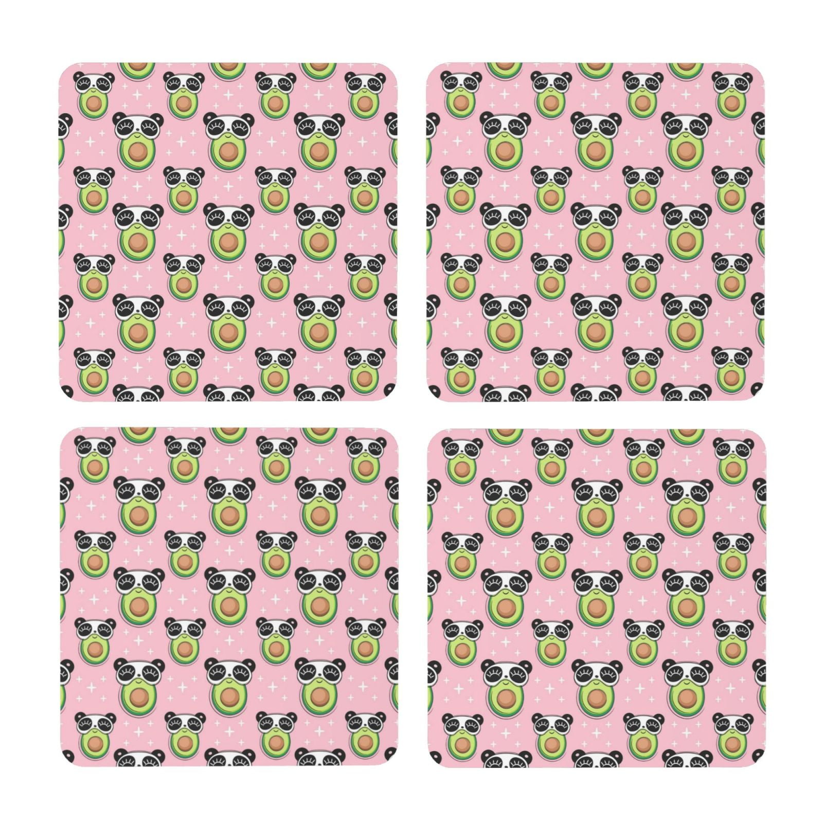 Disketp Panda Avocado MDF Cork Coaster 4 Pcs - Absorbent Beverage ...