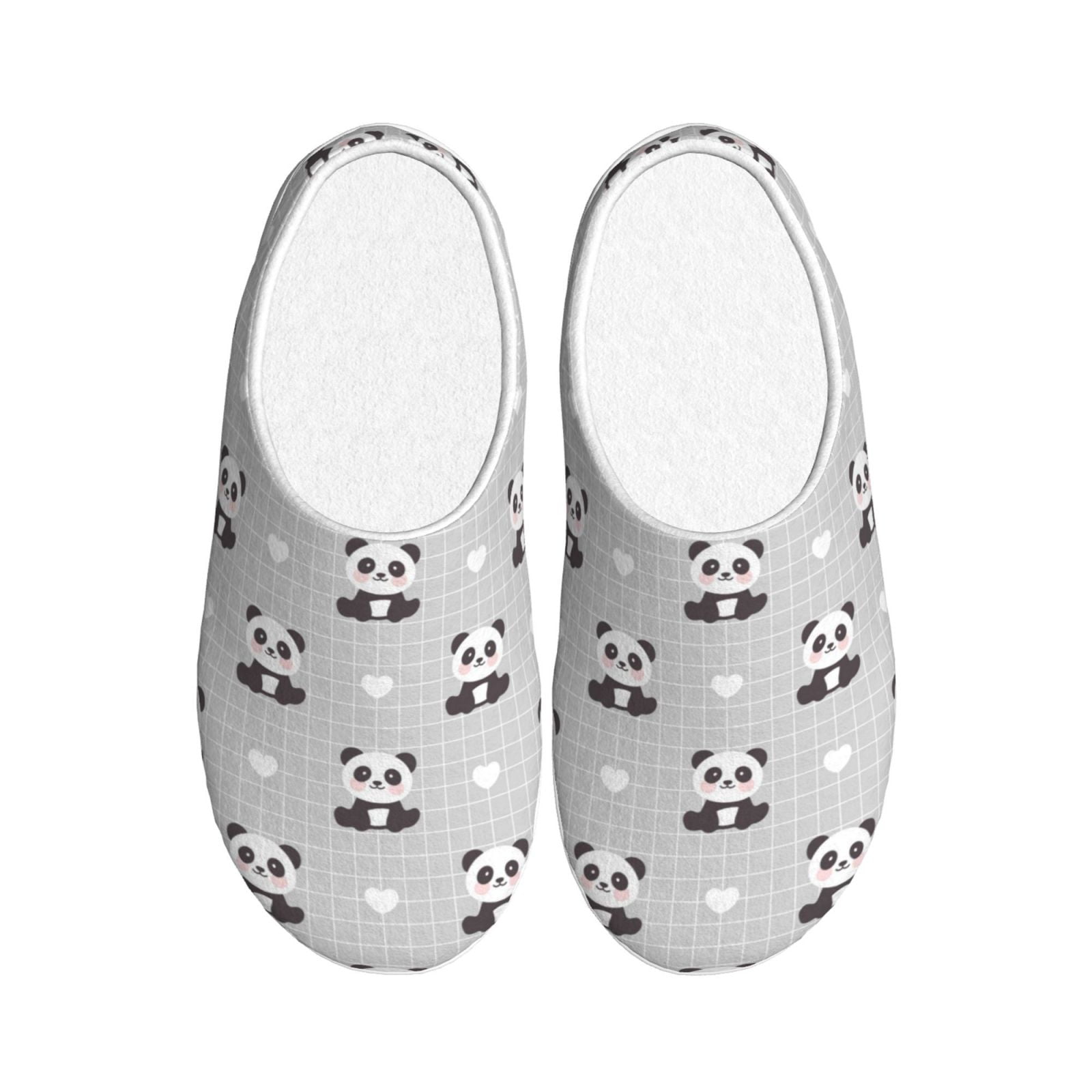 Disketp Panda Bear Women's Men's Slippers Plush Slip-On House Slipper ...