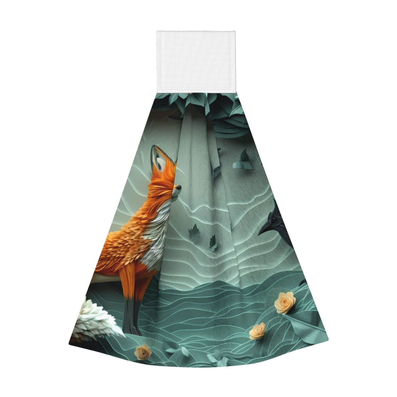 Disketp Paper Fox Crow Fantasy Hanging Kitchen Towel Tie Towels Tea Bar ...