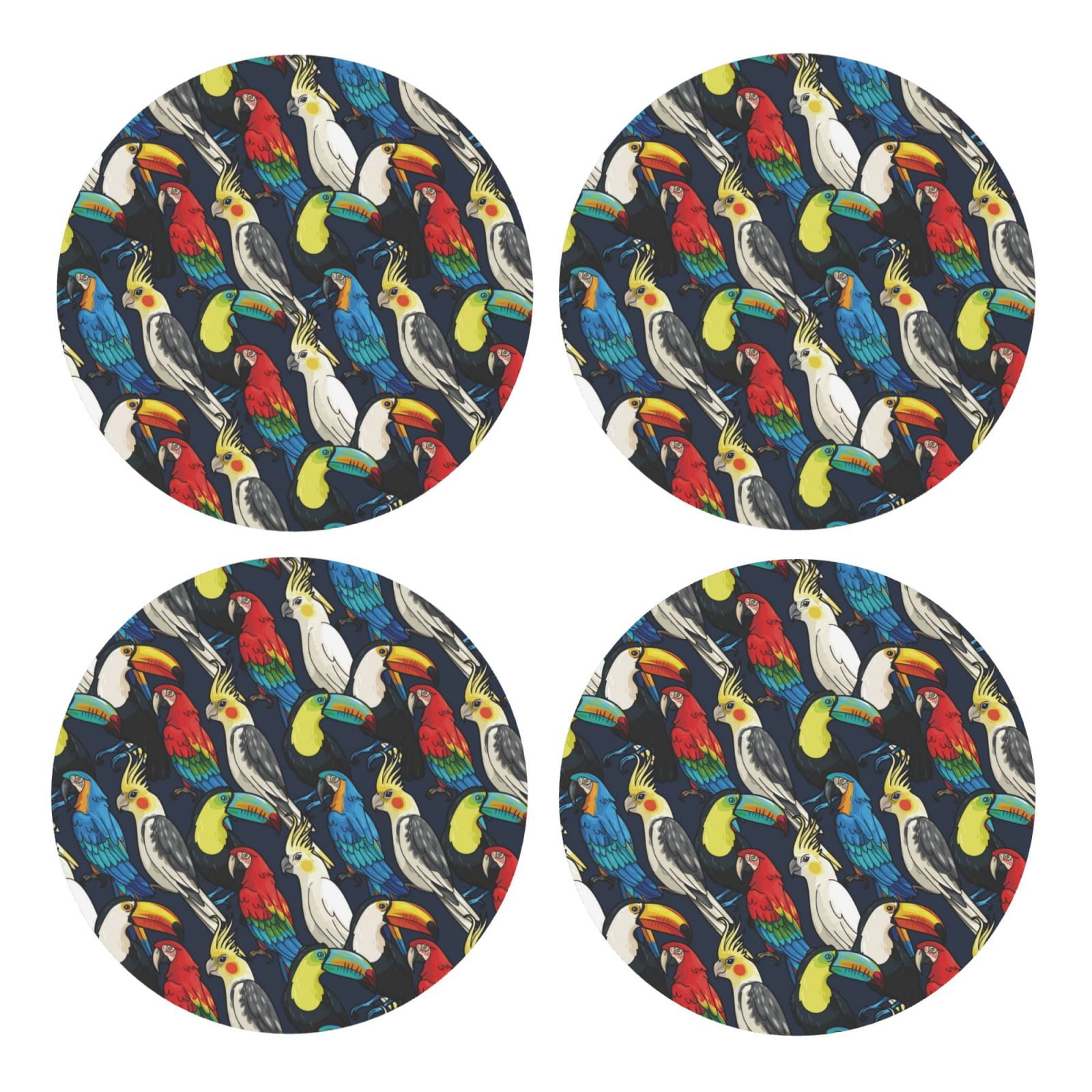 Disketp Parrot MDF Cork Coaster 4 Pcs - Absorbent Beverage Coasters for ...