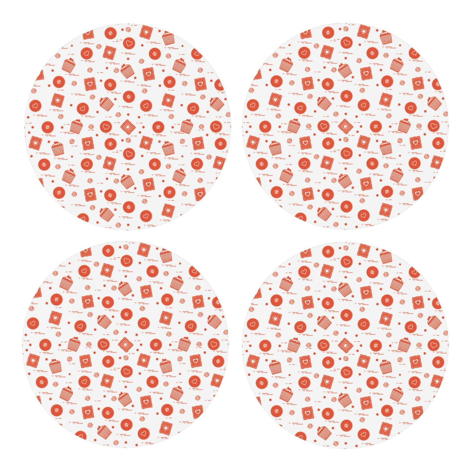 Disketp Pastry MDF Cork Coaster 4 Pcs - Absorbent Beverage Coasters for ...