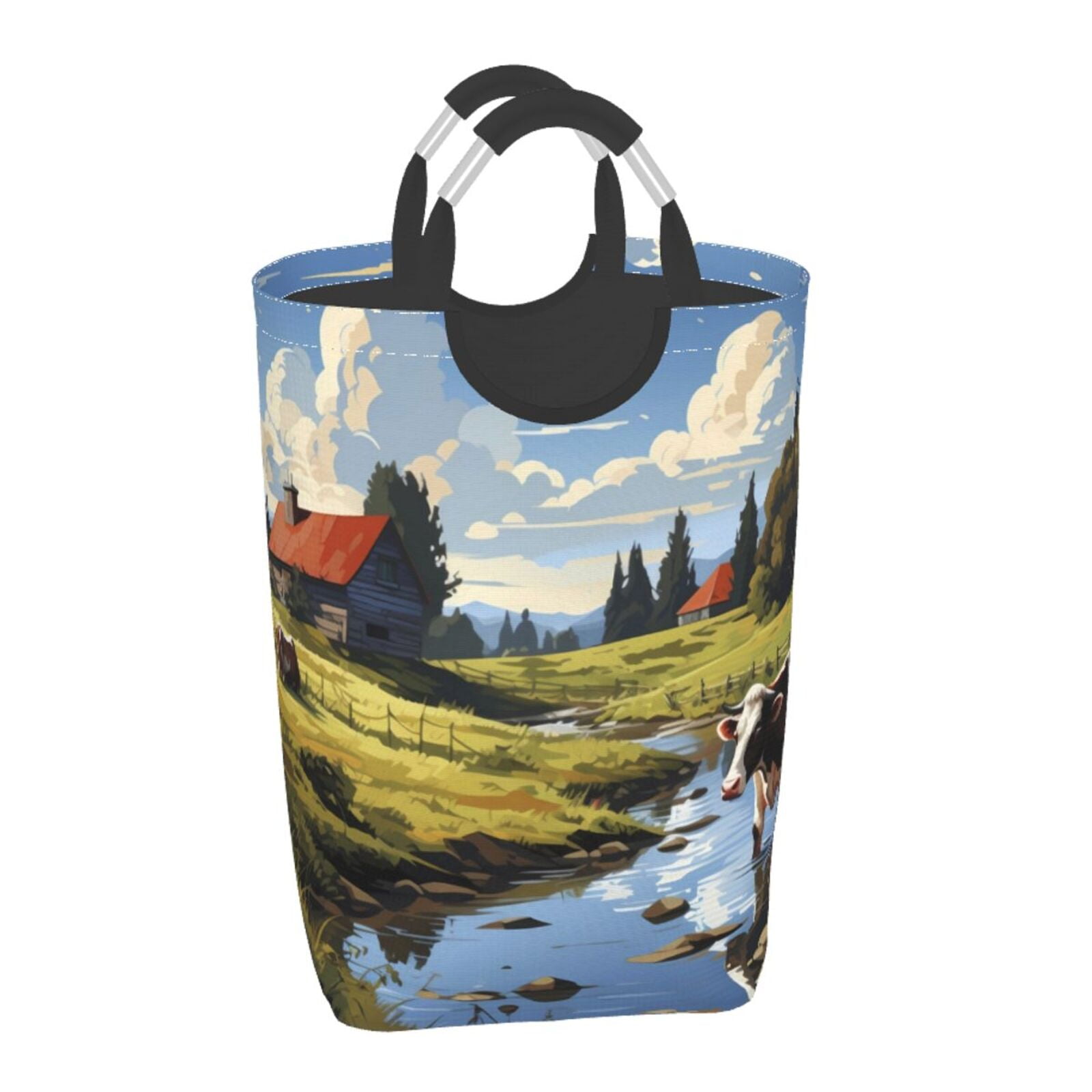 Disketp Pasture Cow A Square Laundry Bag Large Collapsible Dirty ...