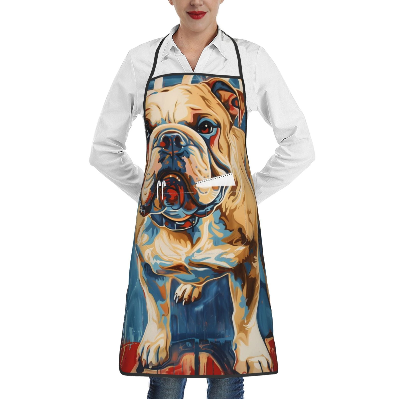 Disketp Patriotic Bulldog Welcome Kitchen Apron with adjustable Aprons ...