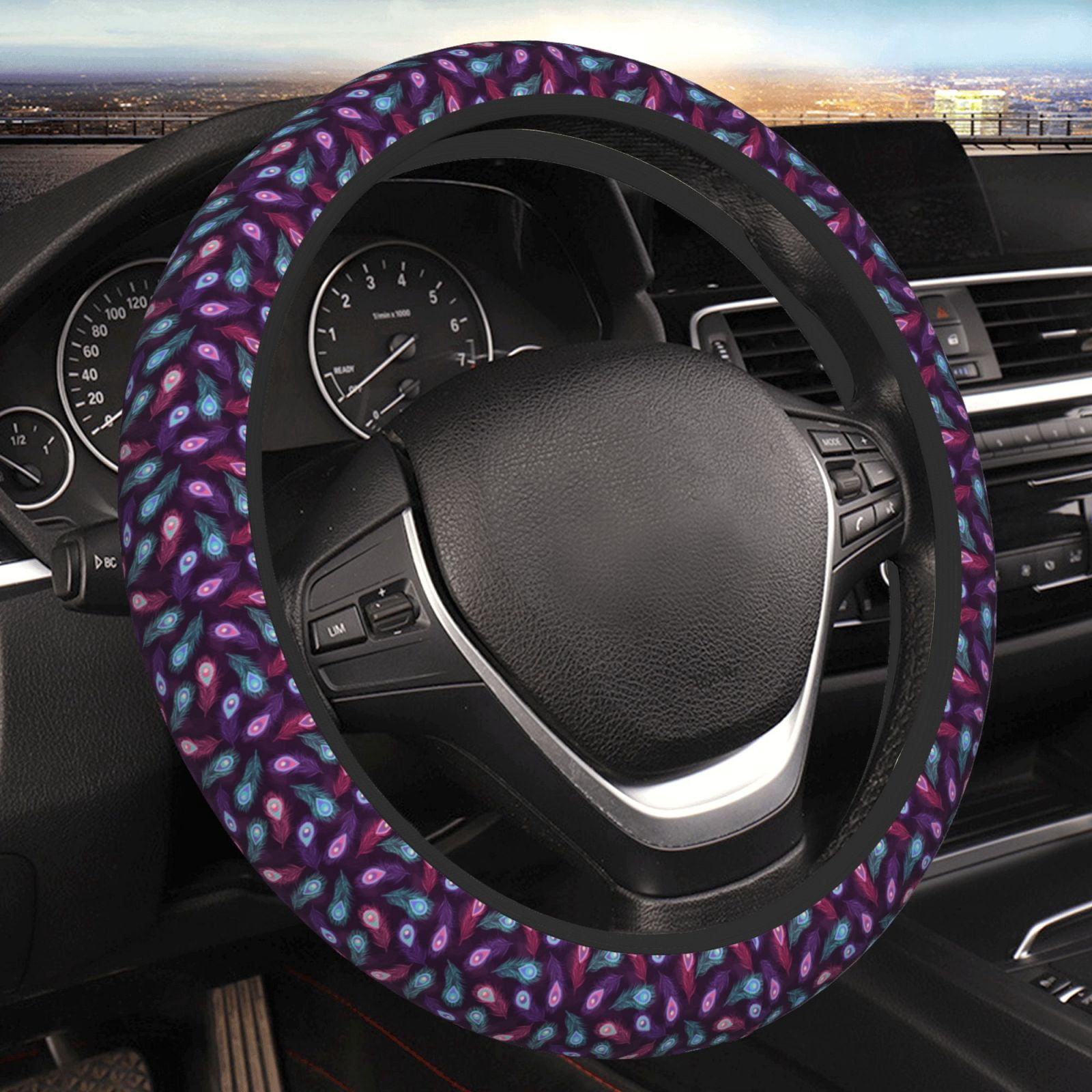 Disketp Peacock Feathers3 Elastic Microfiber Steering Wheel Cover for ...