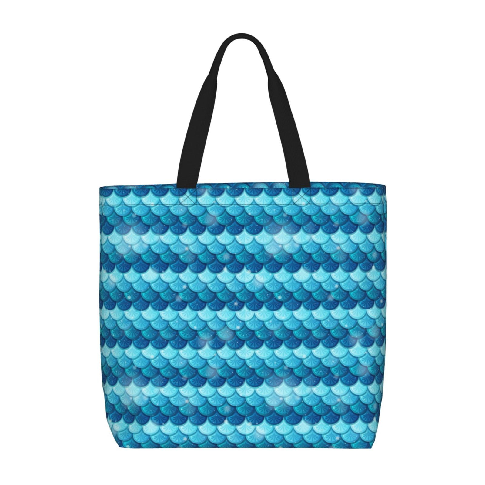 Disketp Pearlescent Scales Canvas Tote Bag,Women Shoulder Bag Crossbody ...