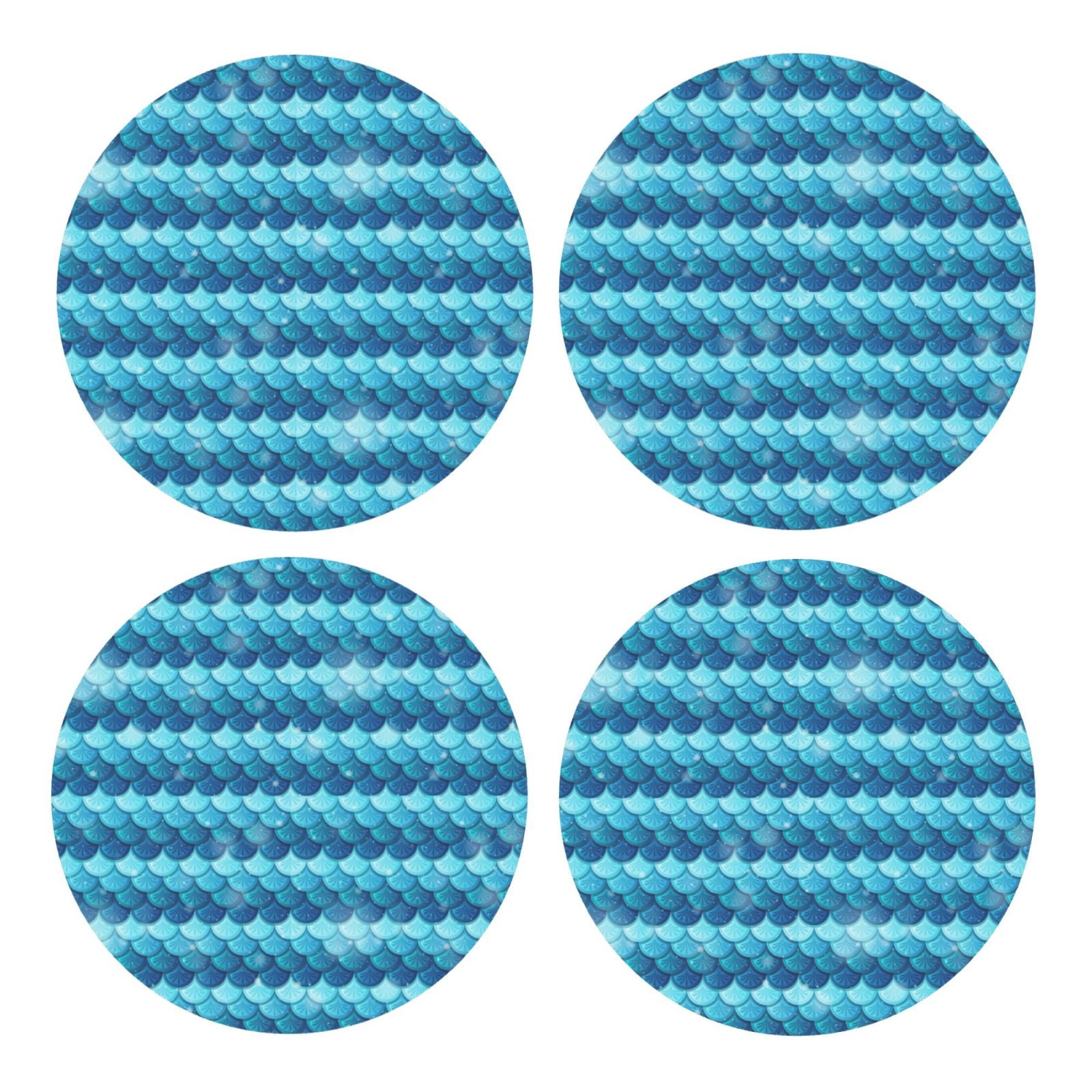 Disketp Pearlescent Scales MDF Cork Coaster 4 Pcs - Absorbent Beverage ...