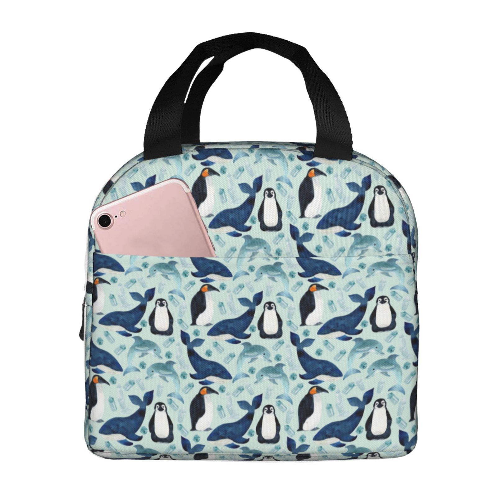 Disketp Penguins Whales Lunch Bag for Women Men, Leakproof Thermal ...