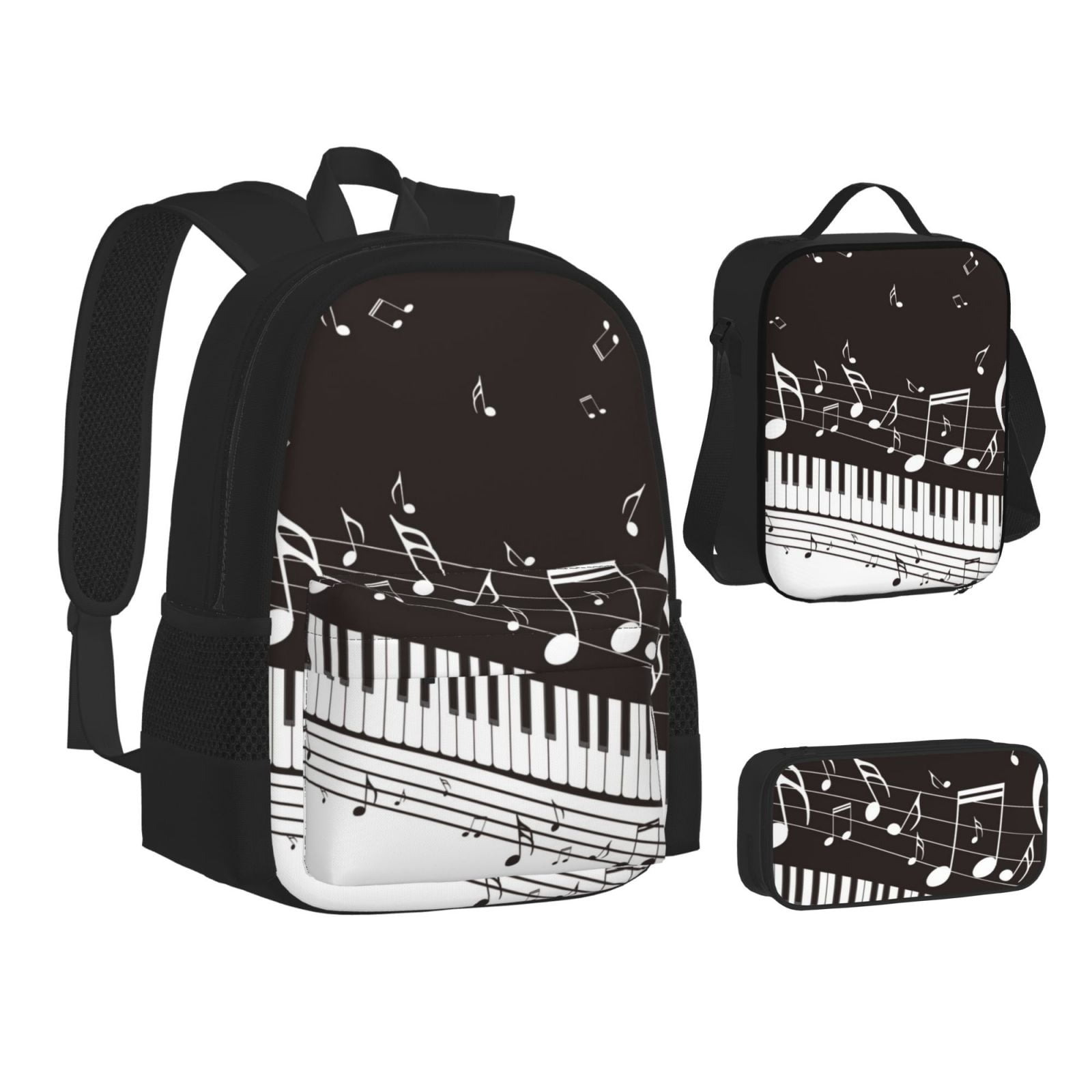 Disketp Piano Keys With Musical Notes Large Capacity Backpack Lunch Bag ...