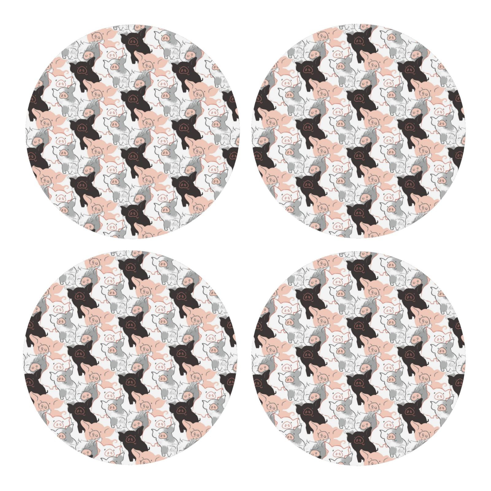 Disketp Pigs MDF Cork Coaster 4 Pcs - Absorbent Beverage Coasters for ...