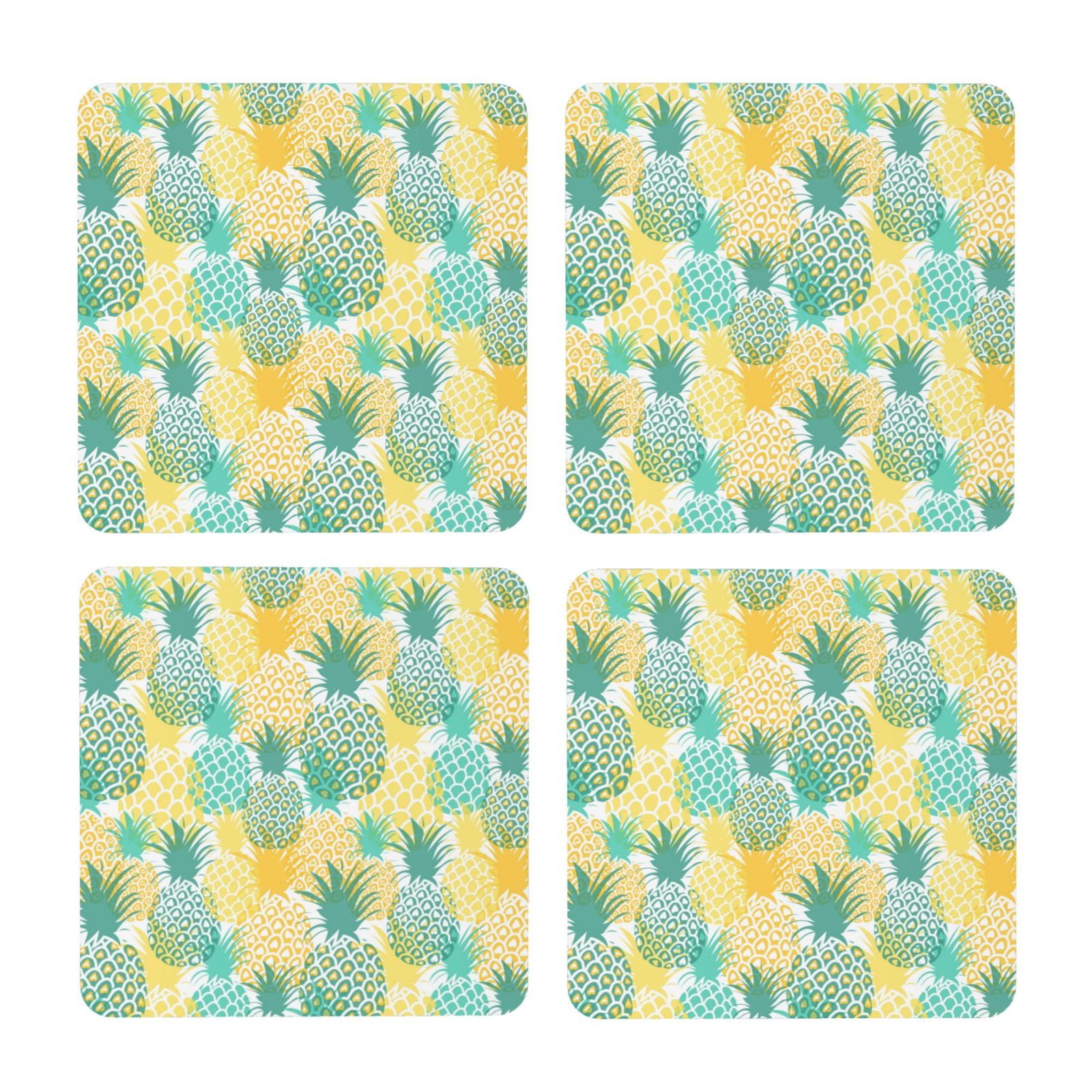 Disketp Pineapples1 MDF Cork Coaster 4 Pcs - Absorbent Beverage ...