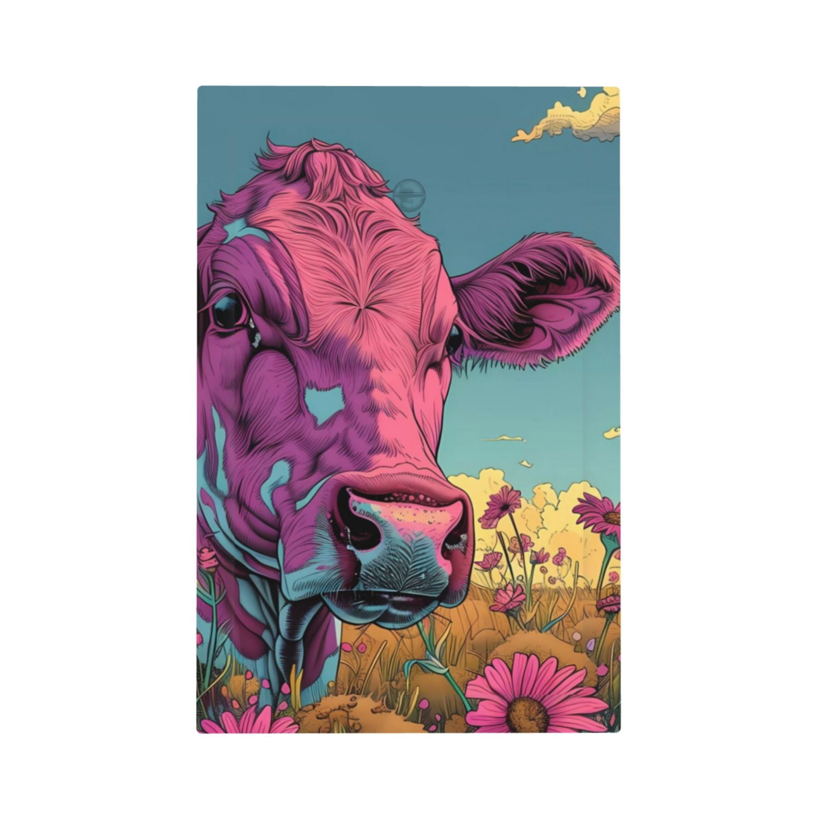 Disketp Pink Cow In Sunflower Field Decorator Light Switch or ...