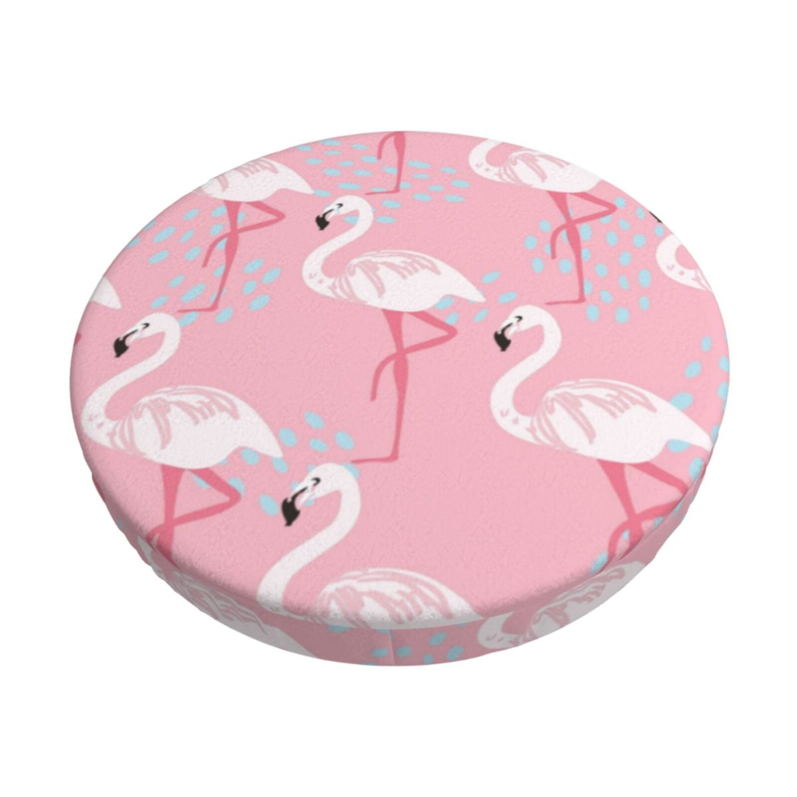 Disketp Pink Flamingo Stool Covers Round, Super Soft Round Bar Stool ...