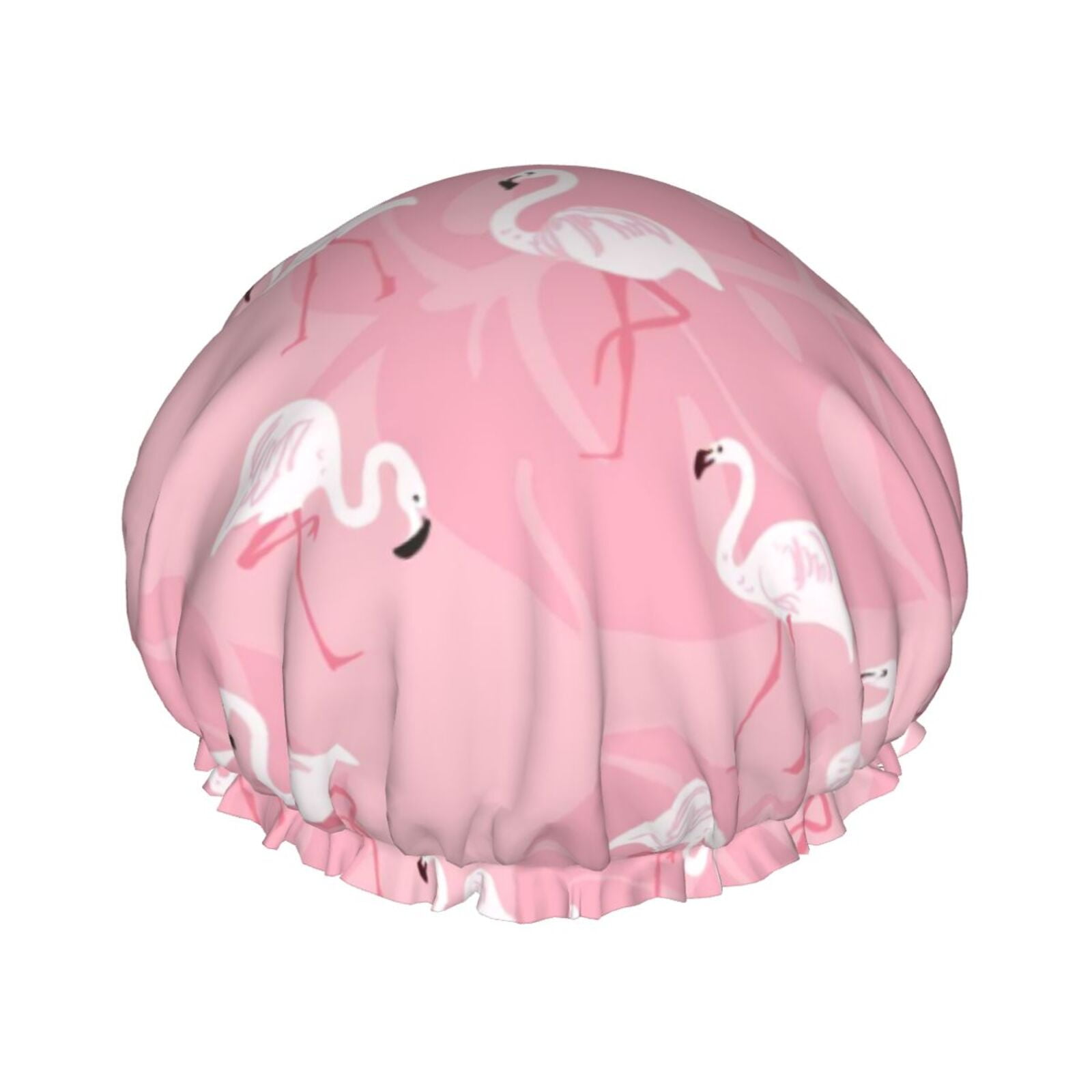 Disketp Pink Flamingos And Flowers Shower Caps,Reusable Shower Cap For ...