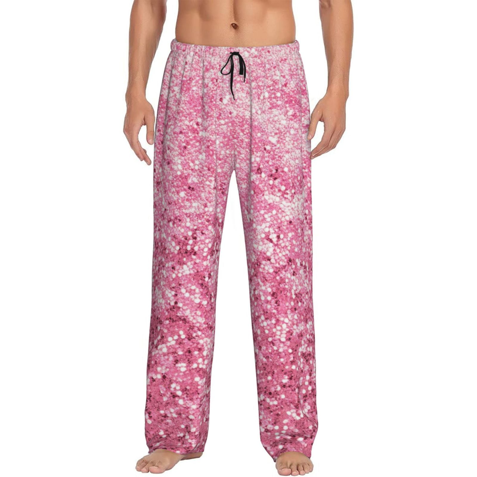 Disketp Pink Glitter Men's Pajama Pants - Ultra Soft Fleece Sleep and ...