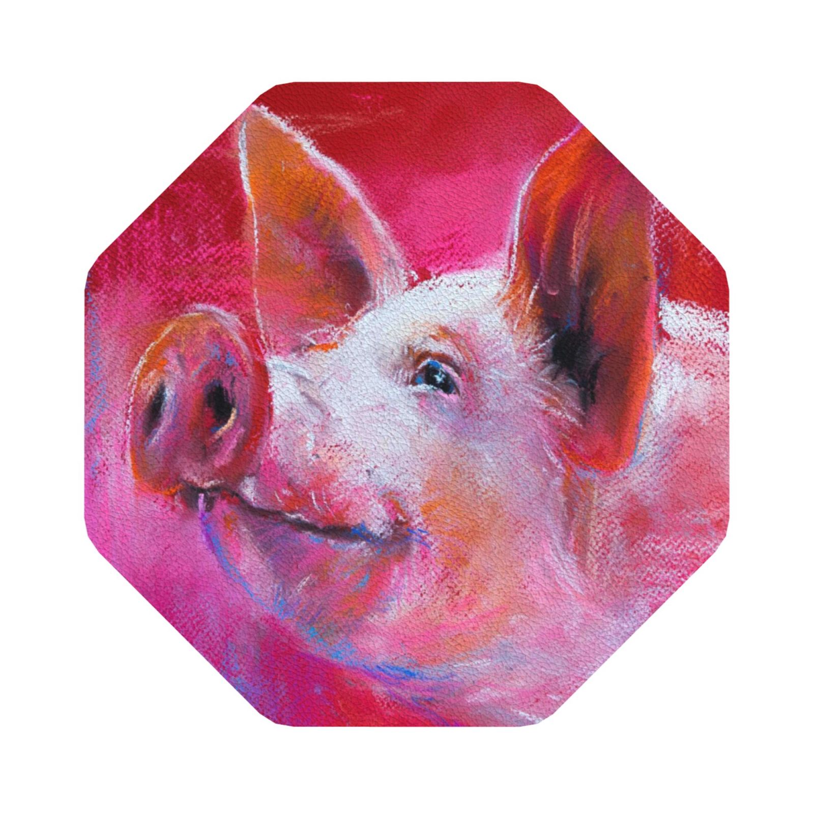 Disketp Pink Pig Funny Coasters,4 Pcs Leather Coasters With Holder ...