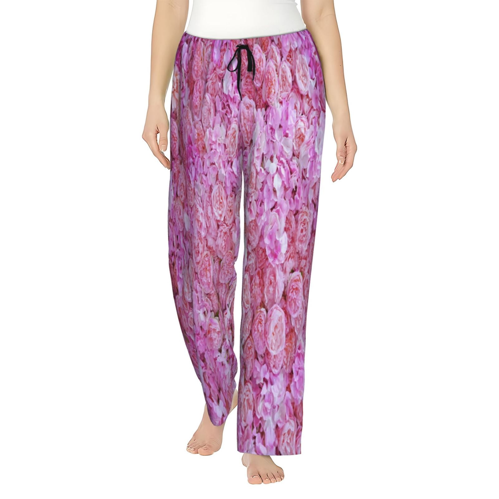 Disketp Pink Roses for Women's Pajama Pants - Ultra Soft Fleece Sleep ...