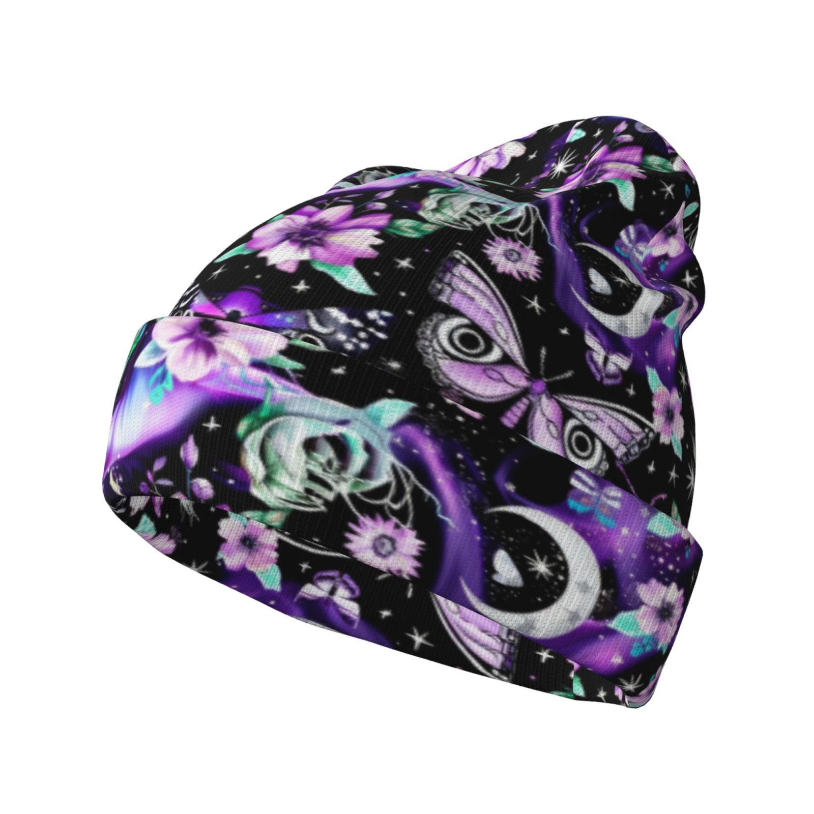 Disketp Pink purple rainbow flower butterfly Winter Beanie for Men ...