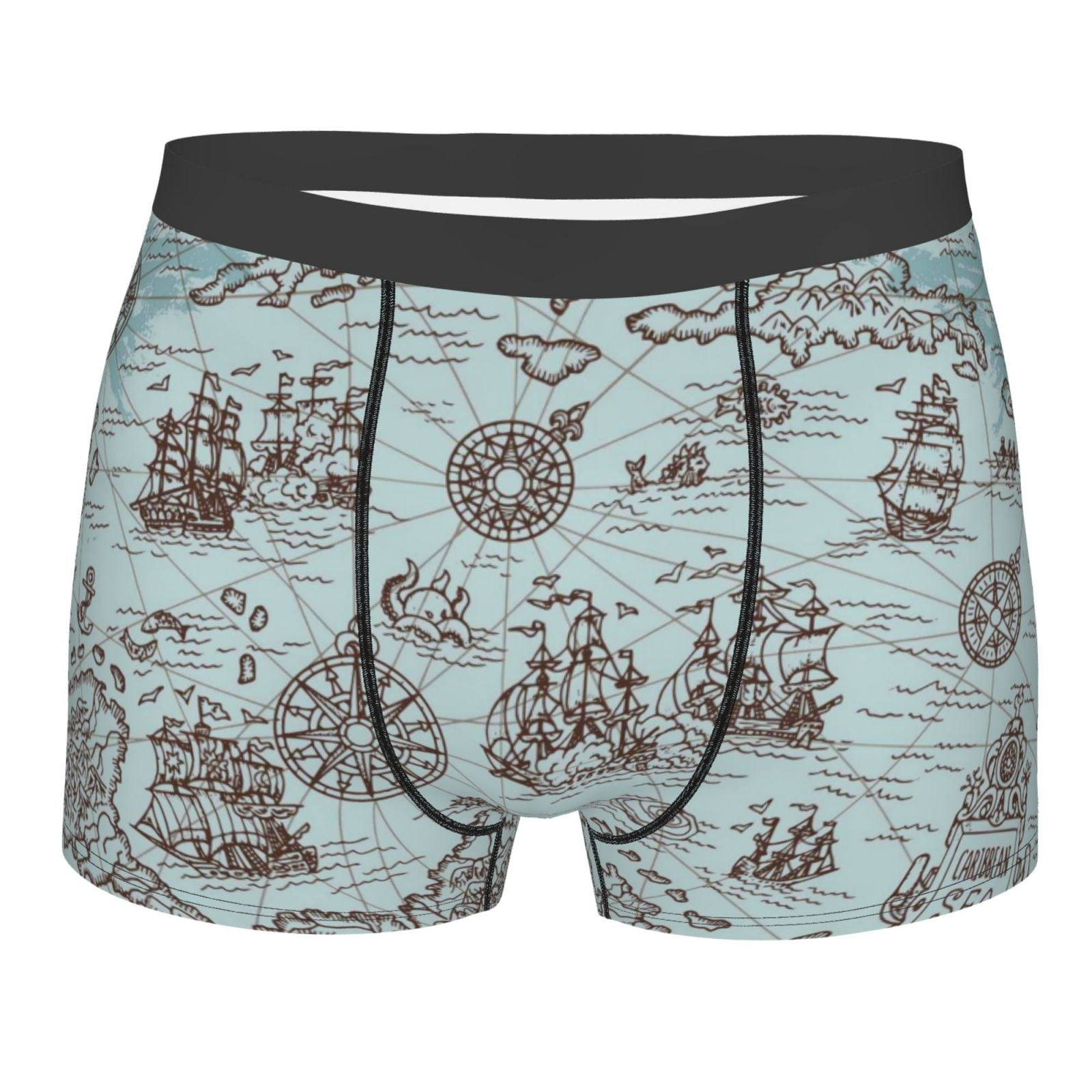 Disketp Pirate Adventure Map Men'S Boxer Briefs,Soft And Breathable ...