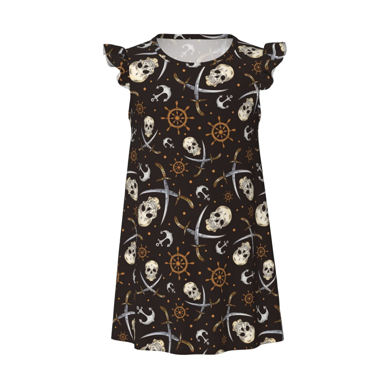 Disketp Pirate Skulls Print Girls Nightgowns 3-10 Years Flutter Short ...