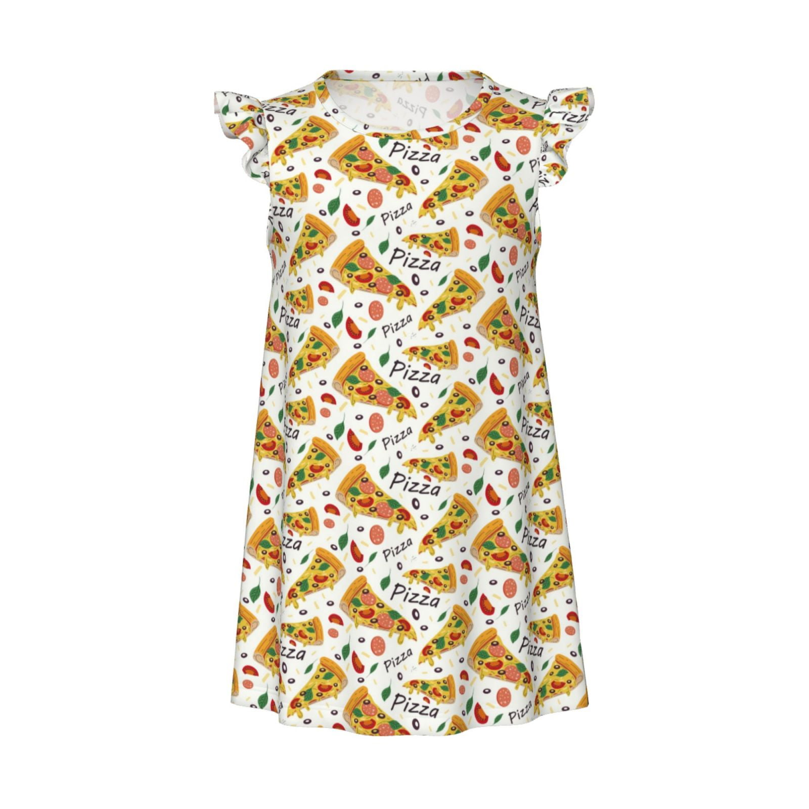Disketp Pizza Slices Print Girls Nightgowns 3-10 Years Flutter Short ...