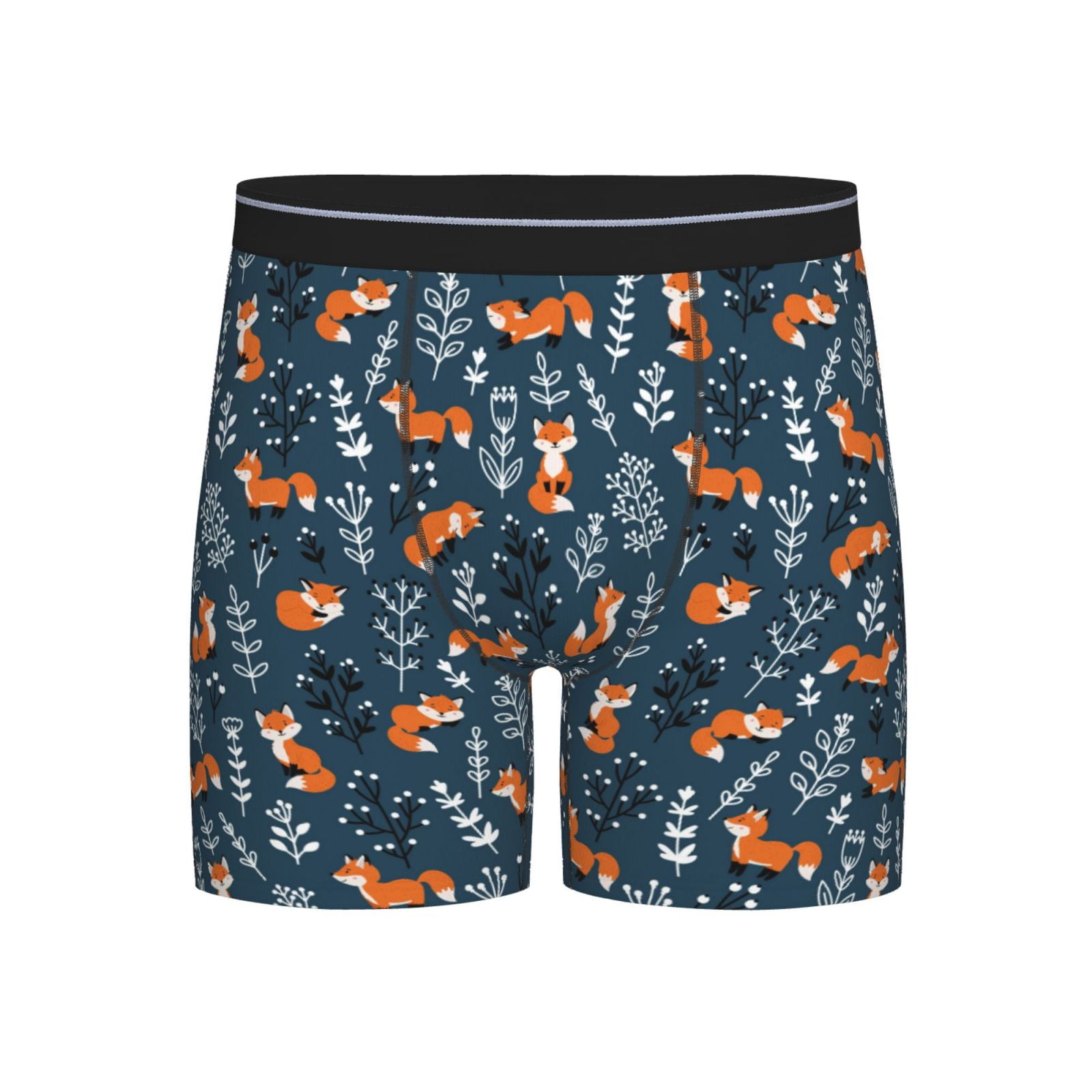 Disketp Playful Foxes Forest Blues Men's Boxer Briefs Men’s Underwear ...