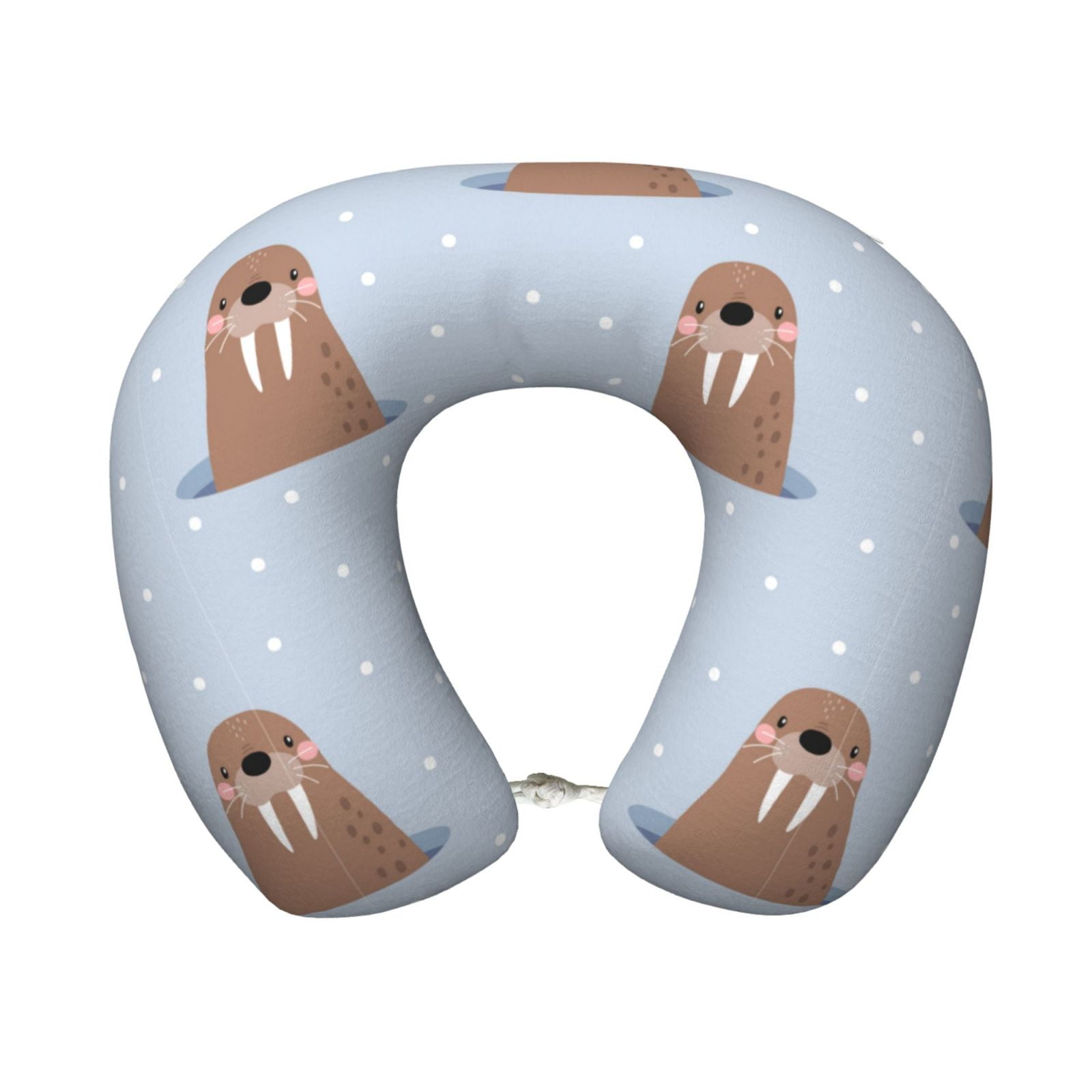 Disketp Playful Walrus Wonders Travel Pillow Memory Foam Neck Pillow ...