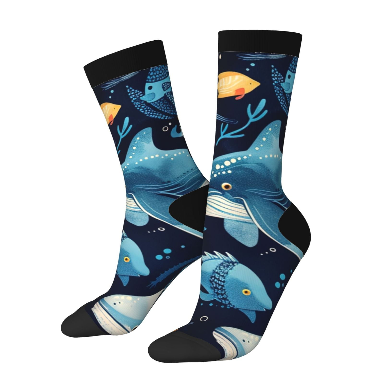 Disketp Playful Whales Underwater Scene Unisex Crew Socks Lightweight ...