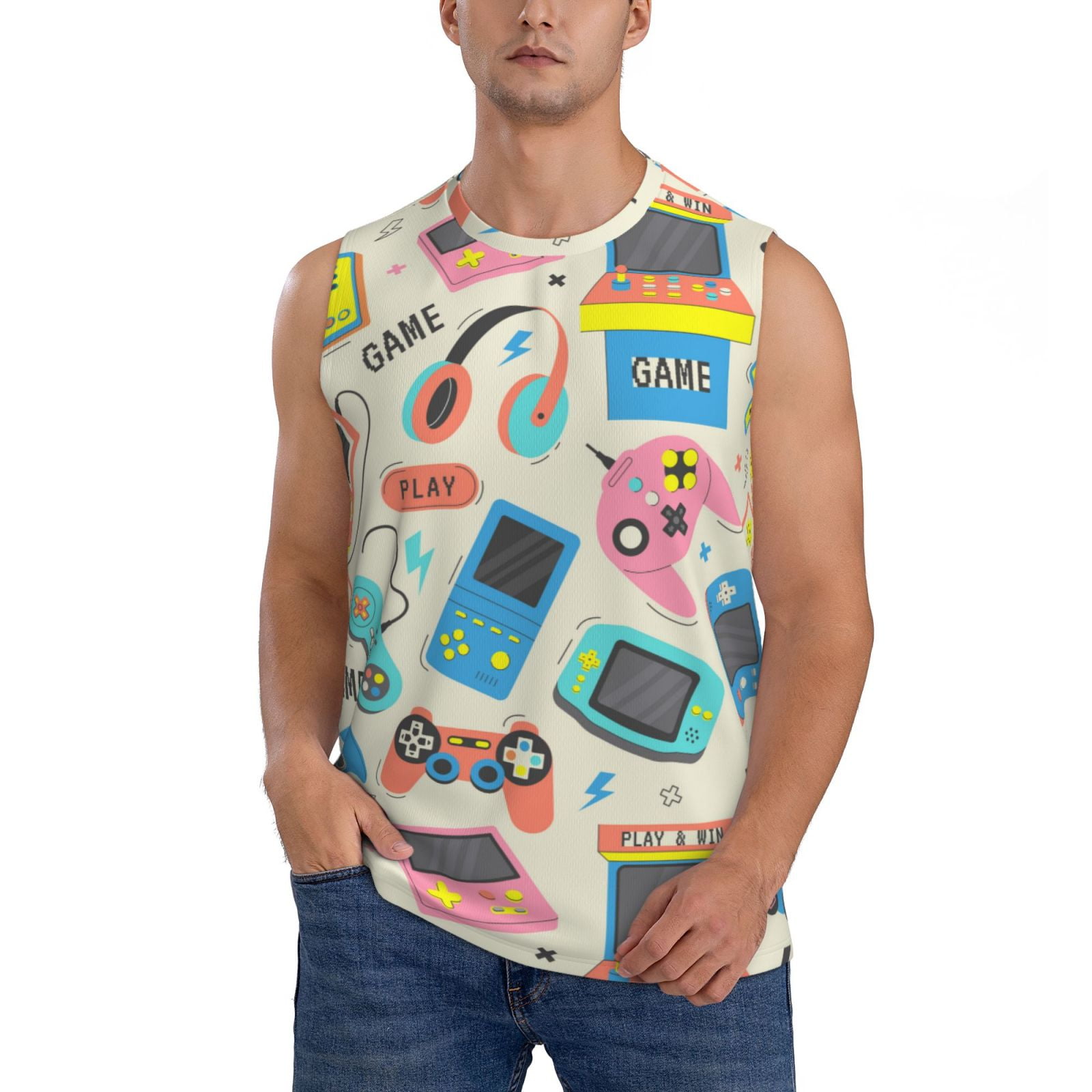 Disketp Playing Video Games Sleeveless Tshirts For Men, Muscle Shirts ...