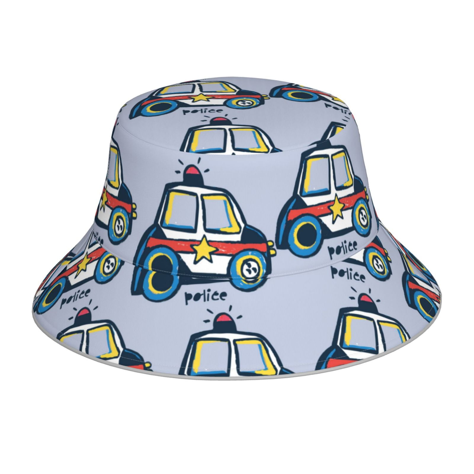 Disketp Police Car Print Reflective Bucket Hat Beach Hat Summer Travel ...