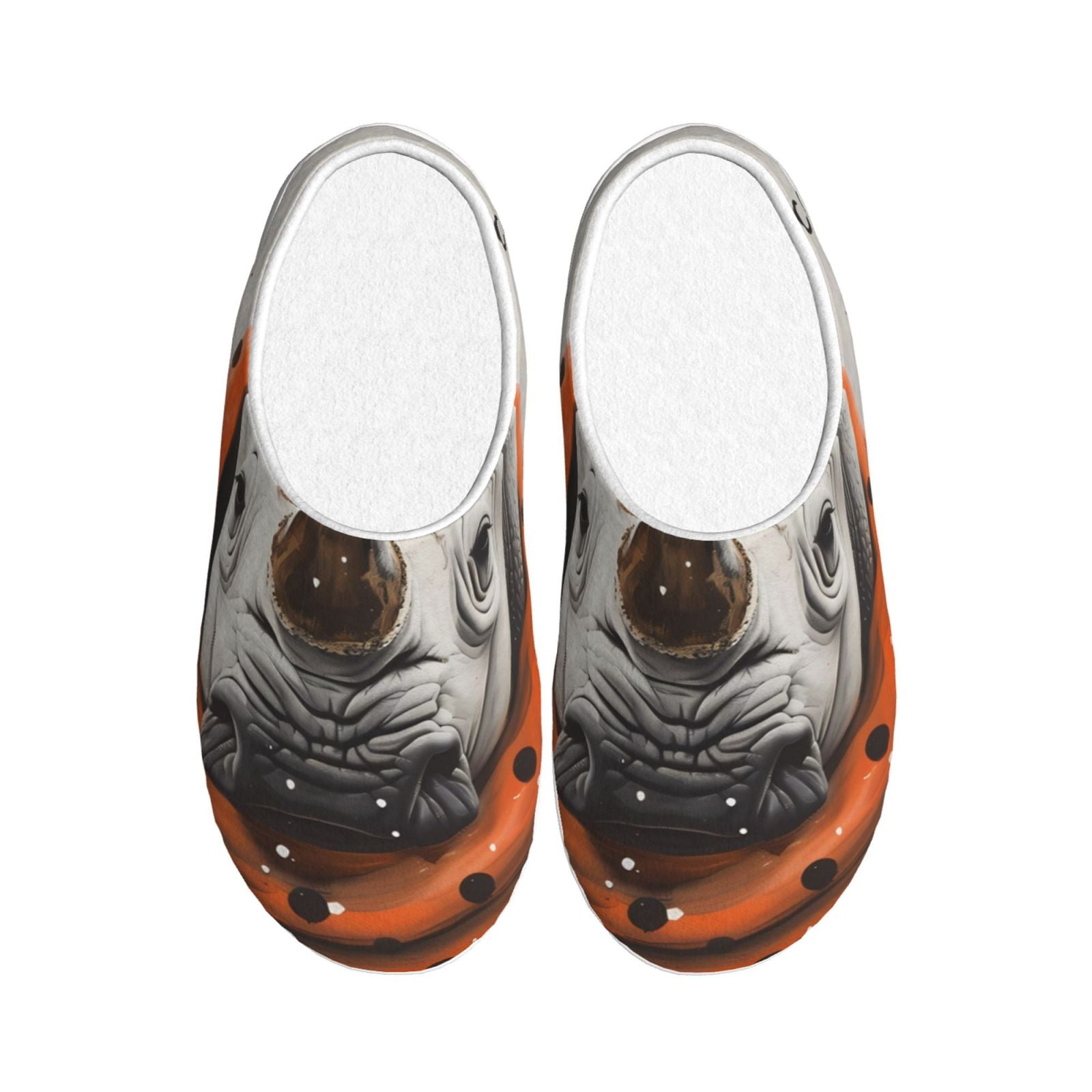 Disketp Polka Dot Rhino Welcome Women's Men's Slippers Plush Slip-On ...