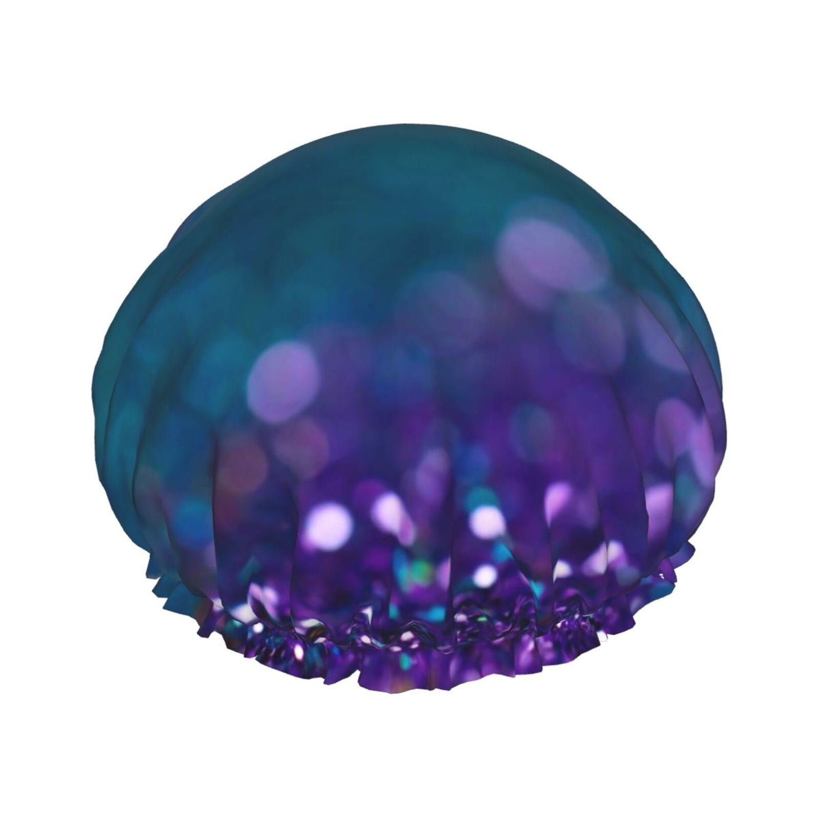 Disketp Purple And Green Glitter Shower Caps,Reusable Shower Cap For ...